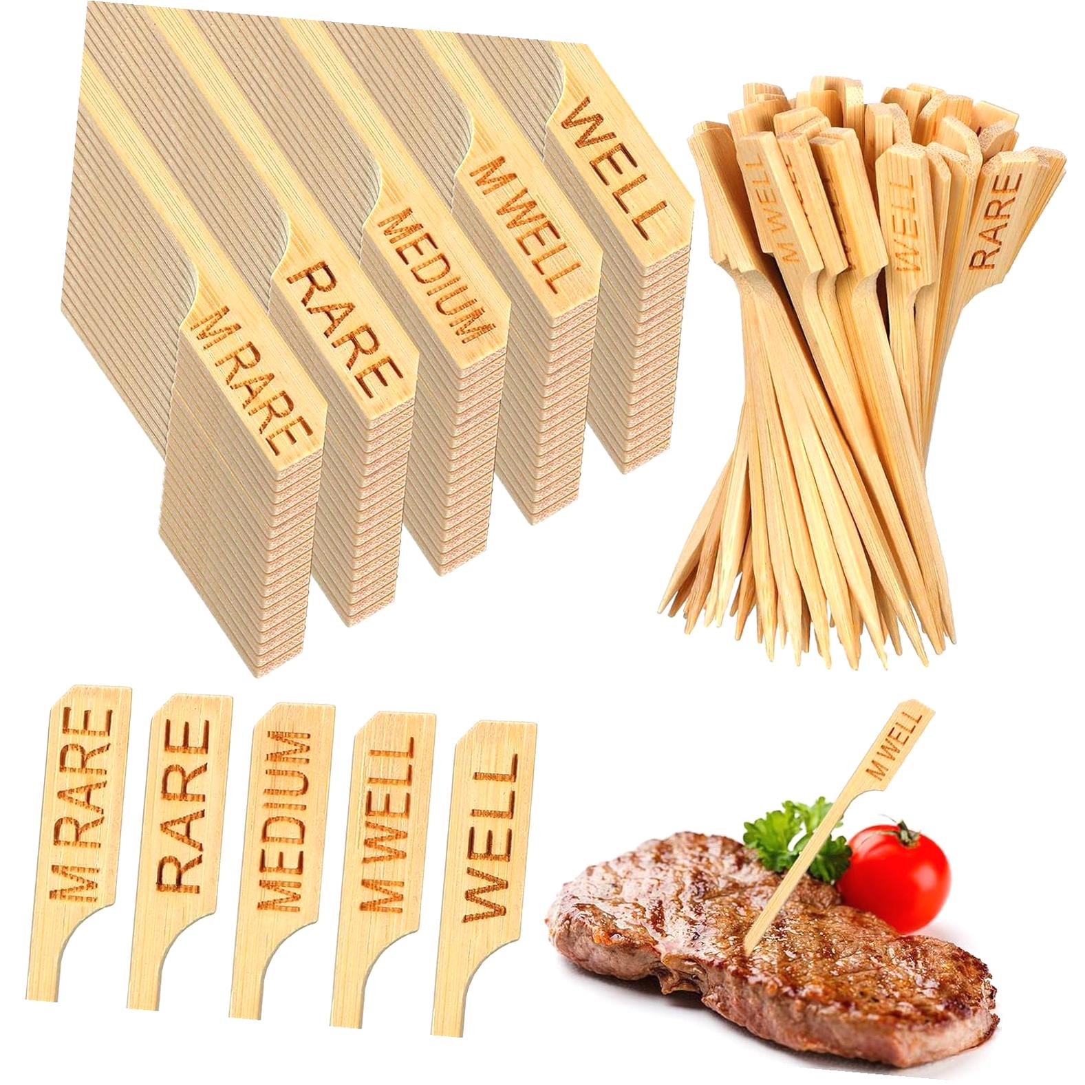 Coolnut 500 Pieces 3.5" Mixed Wood Temperature Indicators Steak ...