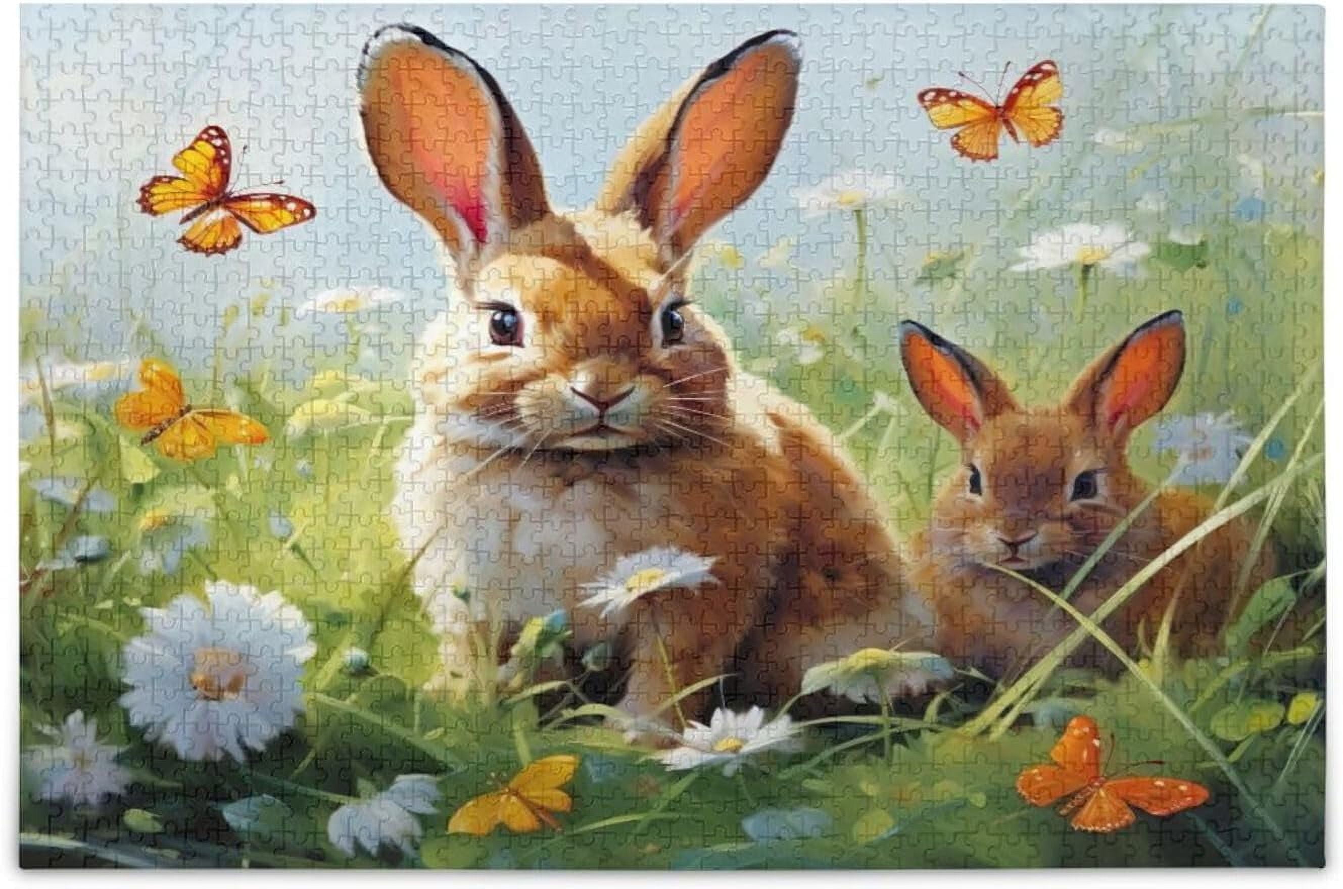 Coolnut 500 Pieces Cute Easter Rabbits and Butterflies Jigsaw Puzzle ...