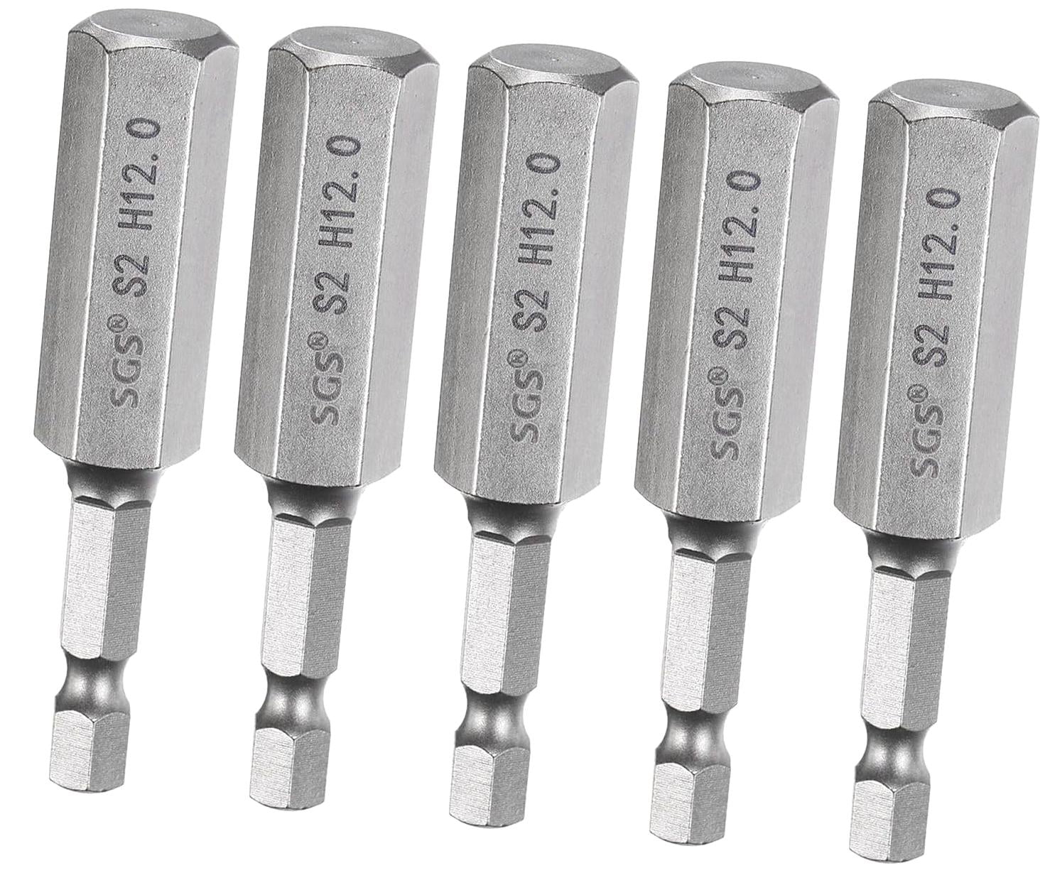 Coolnut 5pcs H12.0 Hex Drill Bit Wrench 12mm Metric Flat Tip 1/4" Hex ...