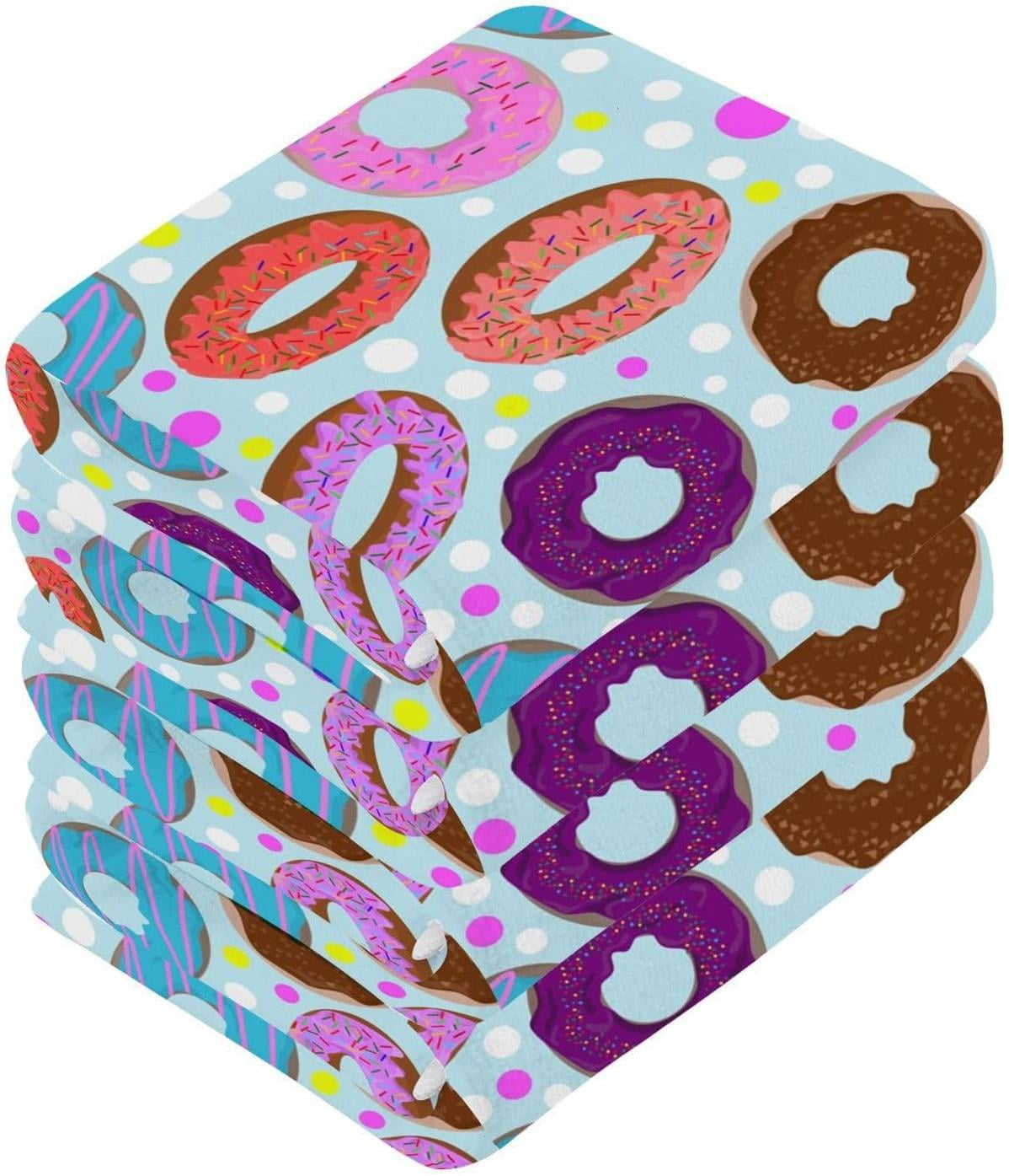 Coolnut 6 PCS Colorful Donut Pattern Washcloths, 12 X 12 Inches Cotton ...