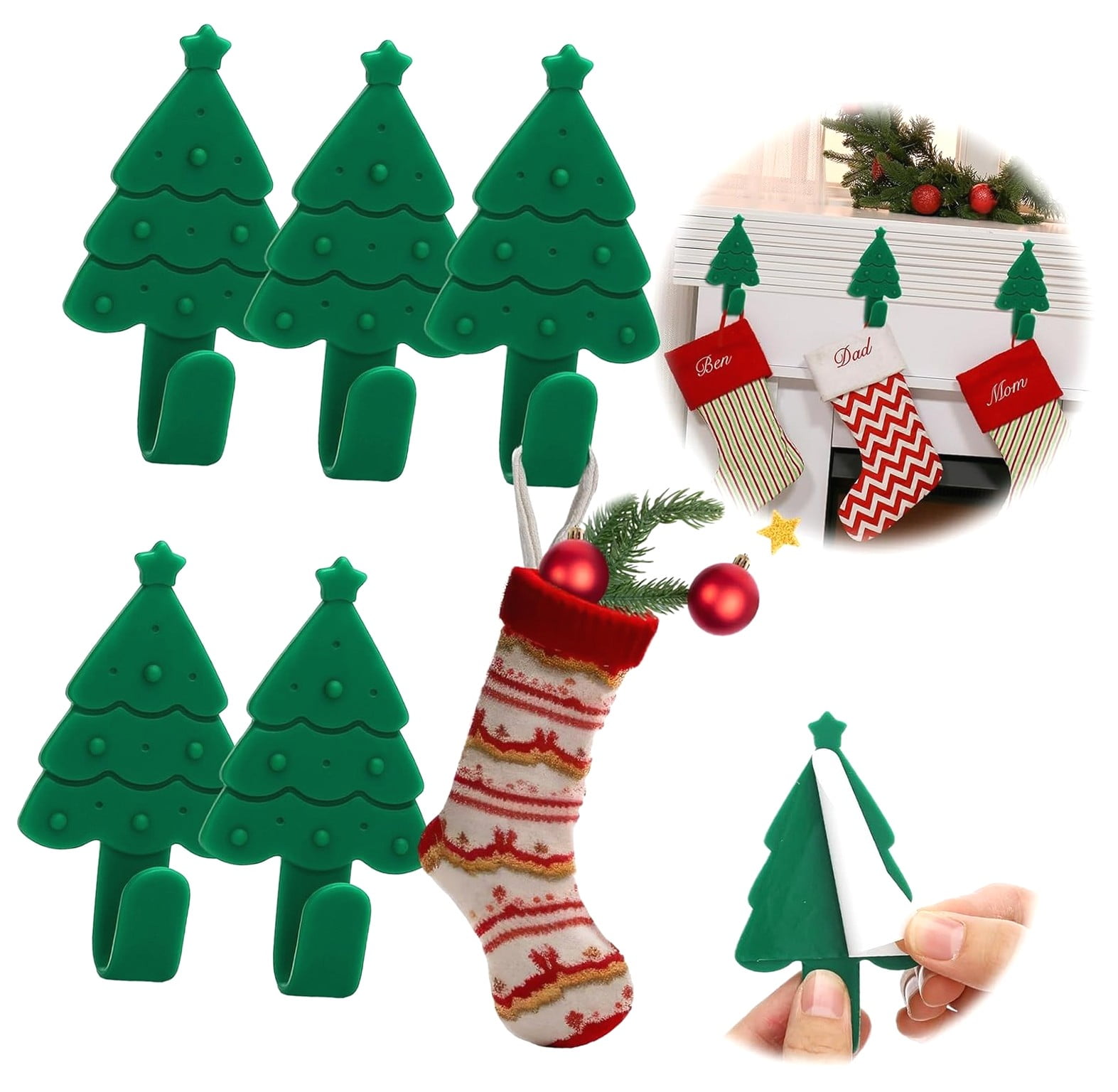 Coolnut 6 Pack Christmas Tree Stocking Holders for Mantle, Self ...