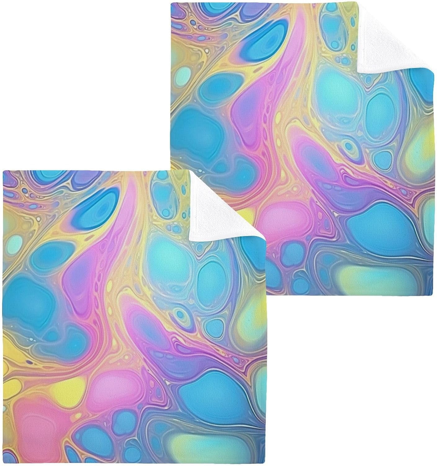 Coolnut 6 Pack Colorful Bubbles Pure Cotton Washcloths 12 x 12 Inch ...