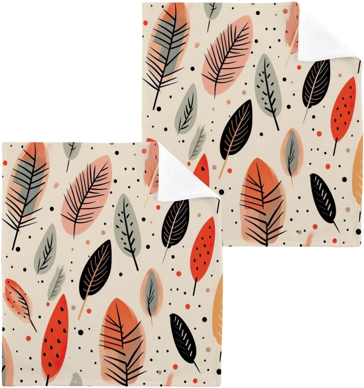 Coolnut 6 Pack Colorful Feathers Pure Cotton Washcloths 12 x 12 Inch ...