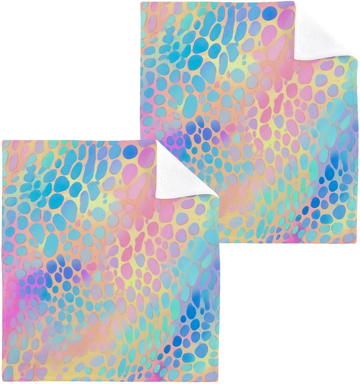 Coolnut 6 Pack Colorful Leopard Pure Cotton Washcloths 12 x 12 Inch ...