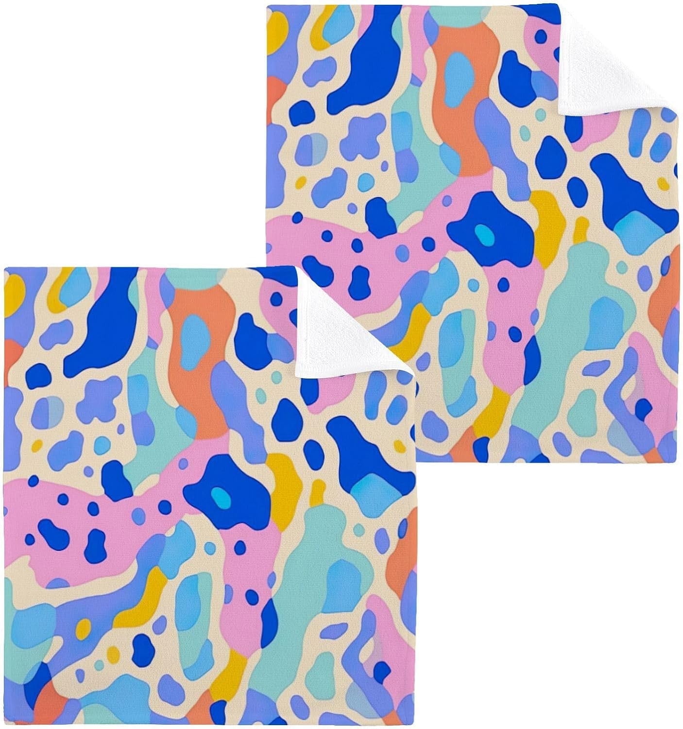 Coolnut 6 Pack Colorful Leopard Pure Cotton Washcloths 12 x 12 Inch ...