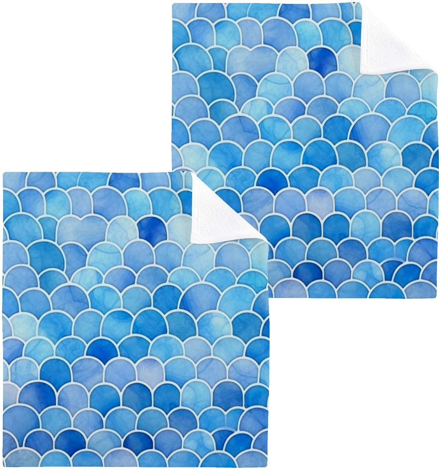 Coolnut 6 Pack Colorful Scales Pure Cotton Washcloths 12 x 12 Inch ...