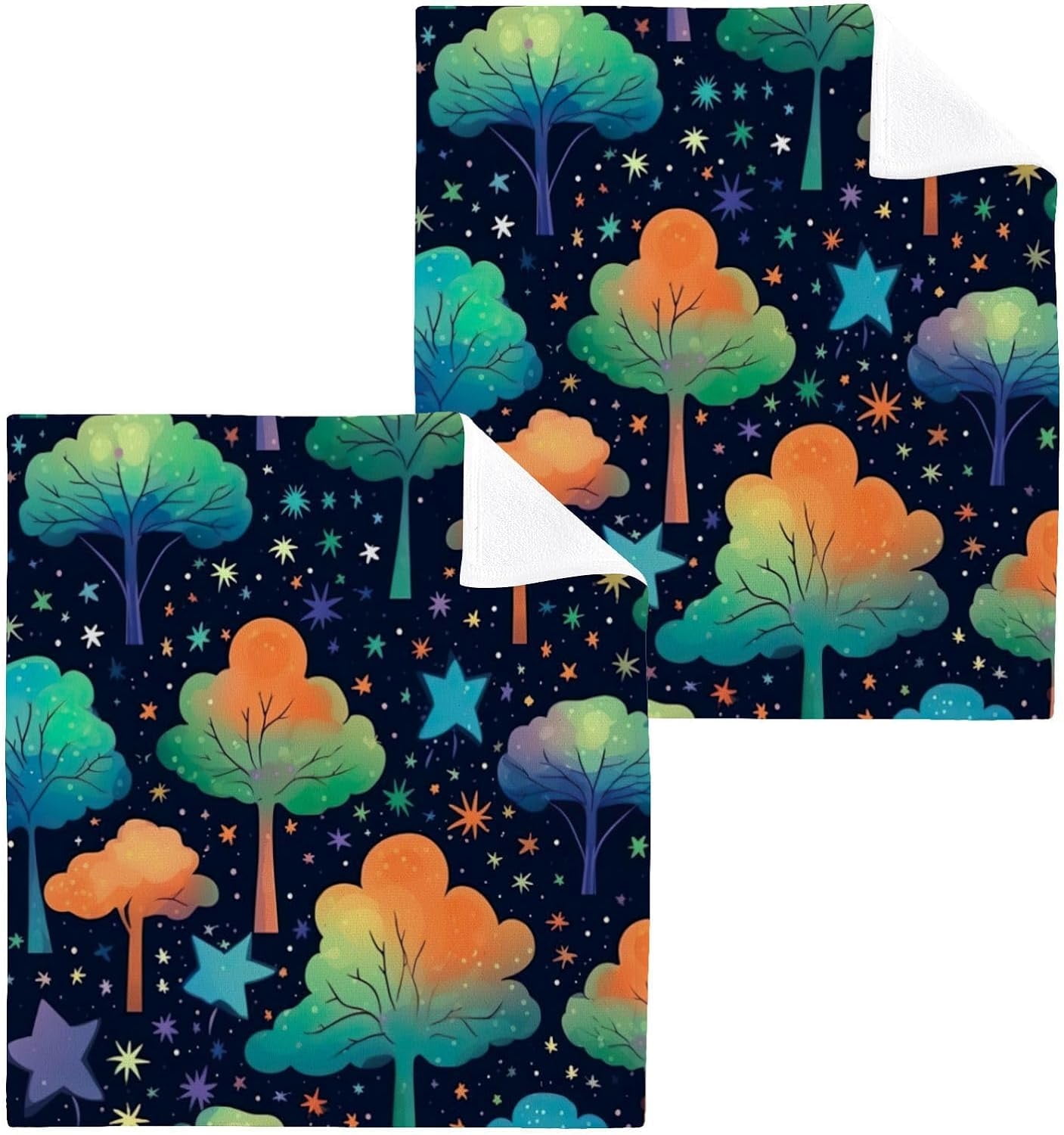 Coolnut 6 Pack Colorful Tree Pure Cotton Washcloths 12 x 12 Inch ...