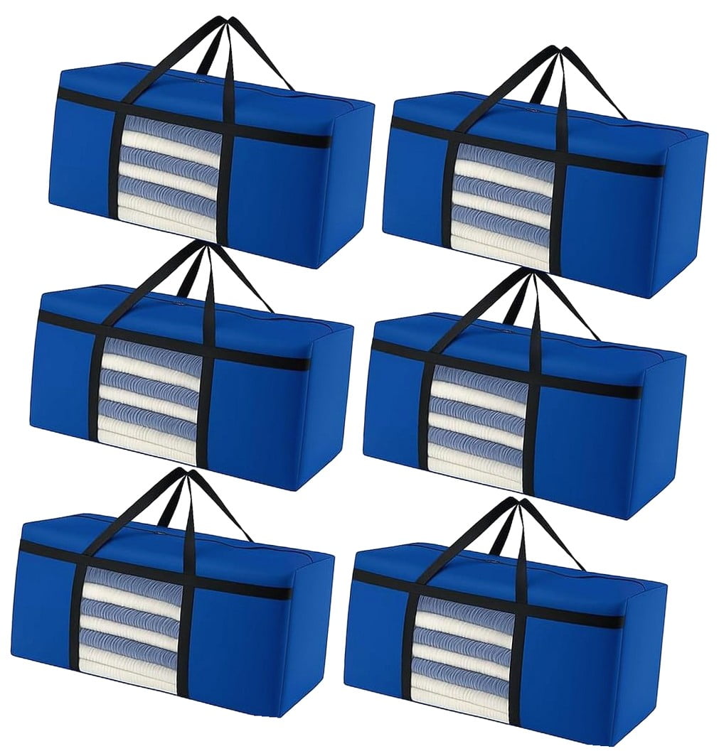 Coolnut 6 Pack Extra Large 90L Bags with Clear Window, Storage with ...