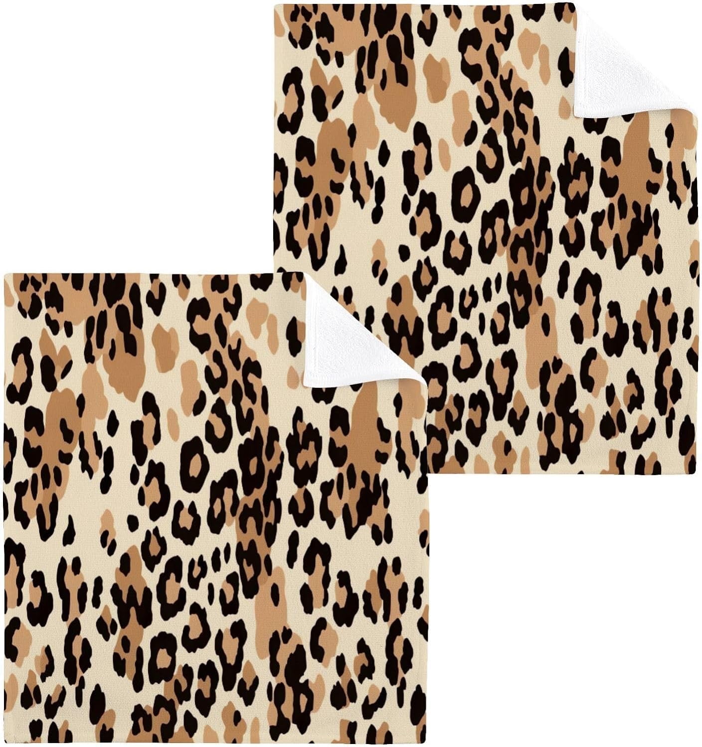 Coolnut 6 Pack Leopard Print Pure Cotton Washcloths 12 x 12 Inch ...