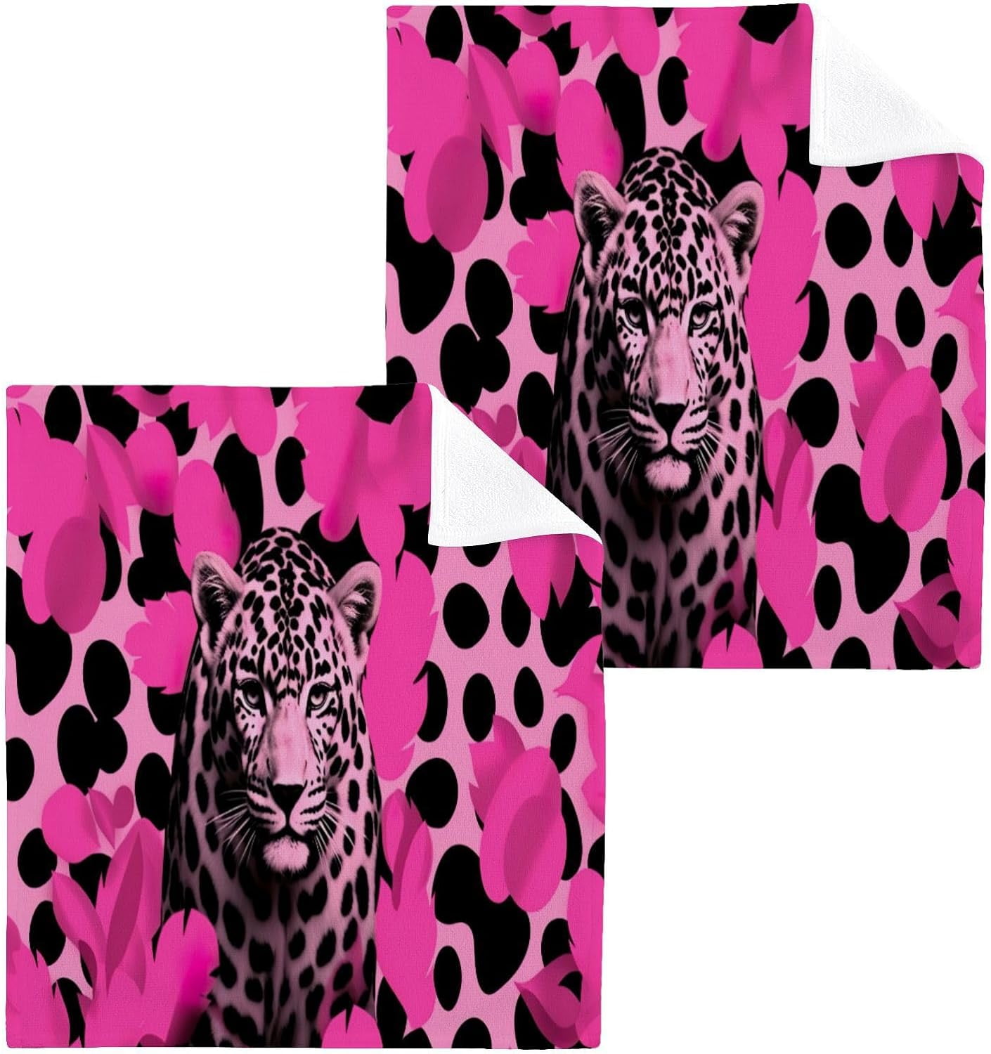 Coolnut 6 Pack Pink Leopard Pure Cotton Washcloths 12 x 12 Inch ...