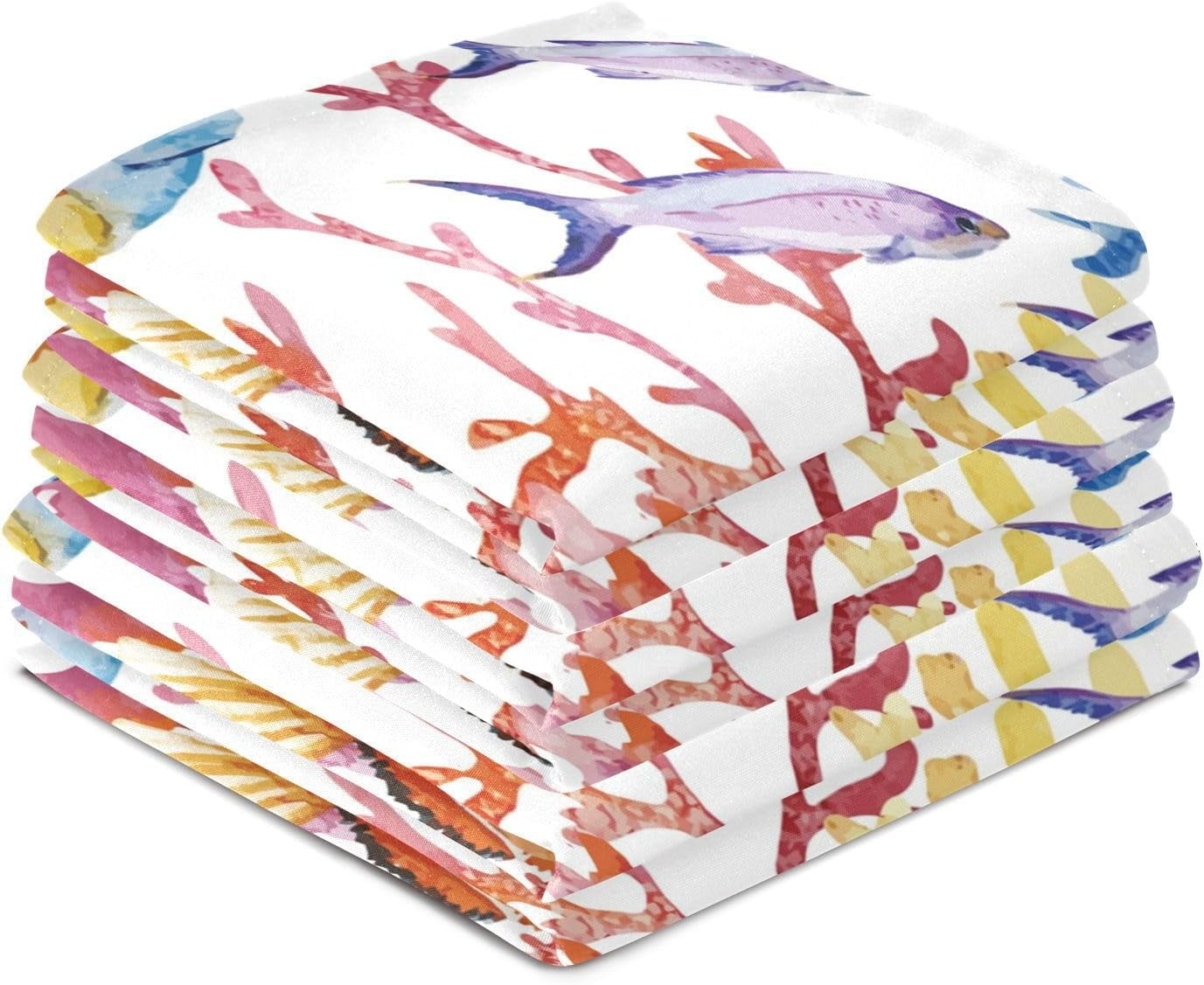 Coolnut 6 Pack Watercolor Illustration Tropical Fish Kitchen Towels ...