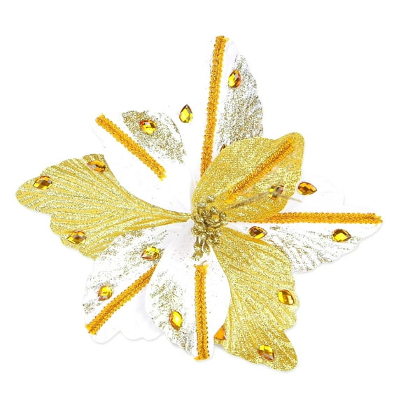 Coolnut 6 Pcs Red And White Poinsettia For Christmas Tree, 9-Inch Large ...