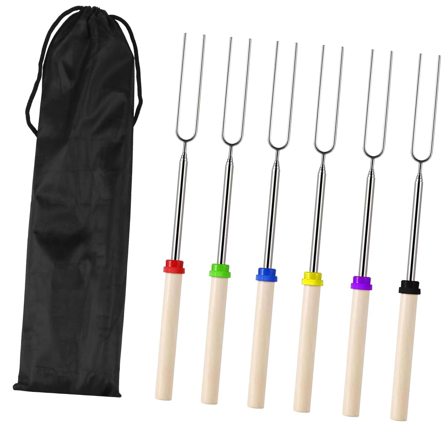 Coolnut 6 Pcs Roasting Sticks for Fire Pit, 32 in Extendable Sticks for ...