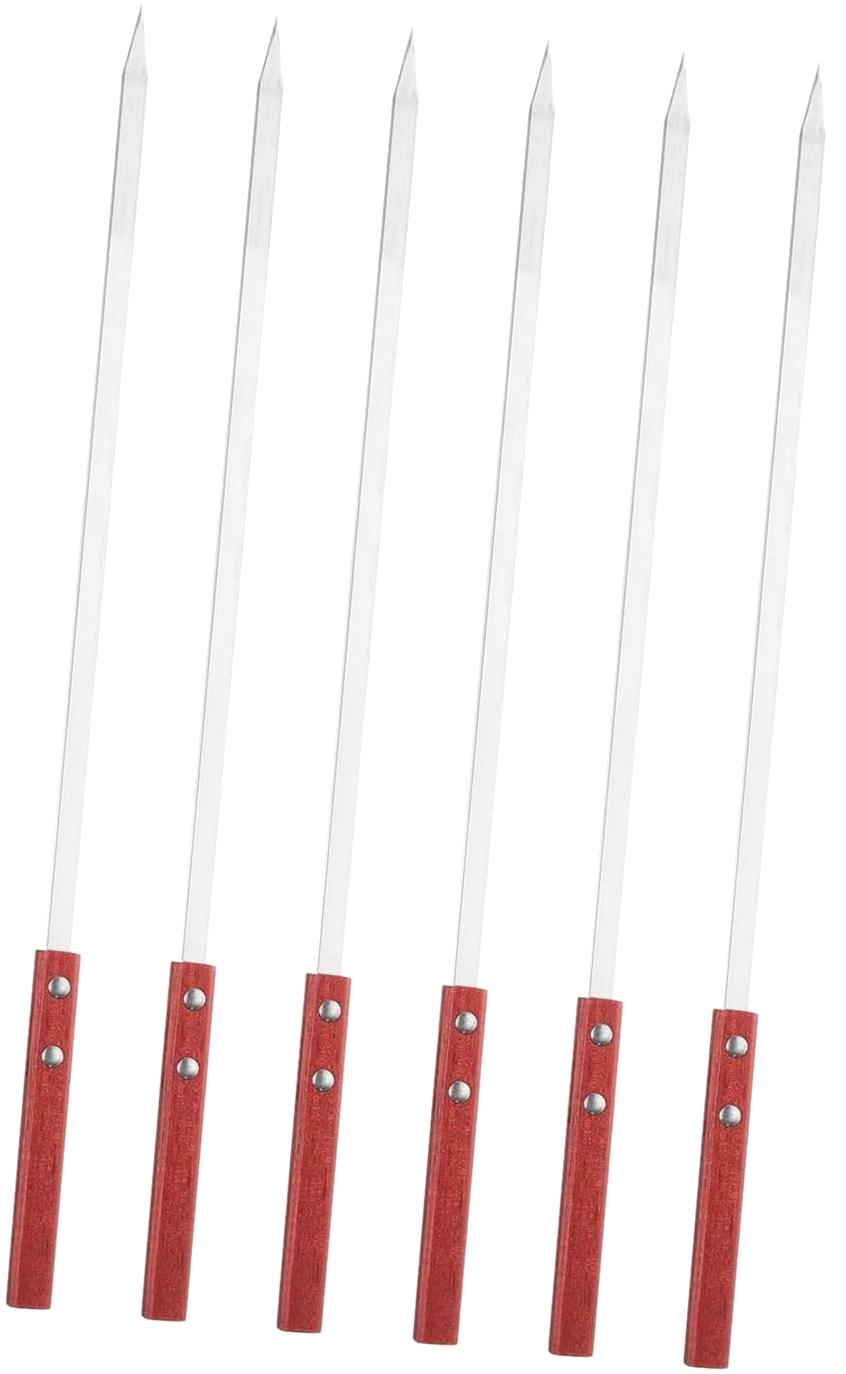 Coolnut 6-Piece Metal Kebab Skewers, 35cmx10mmx2mm Flat Steel Sticks ...