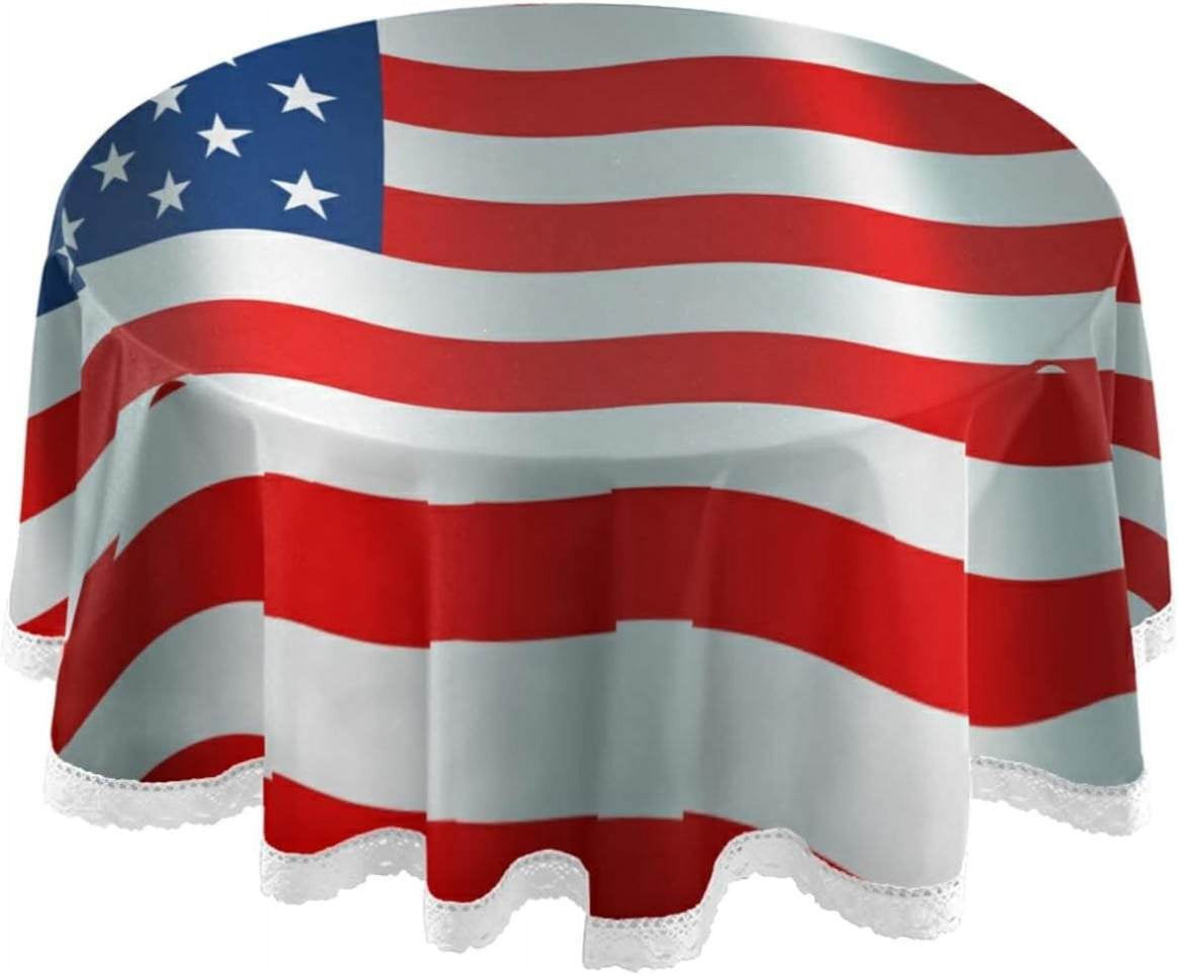 Coolnut 60" American Flag Round Tablecloth, Round Table Cloth Water ...
