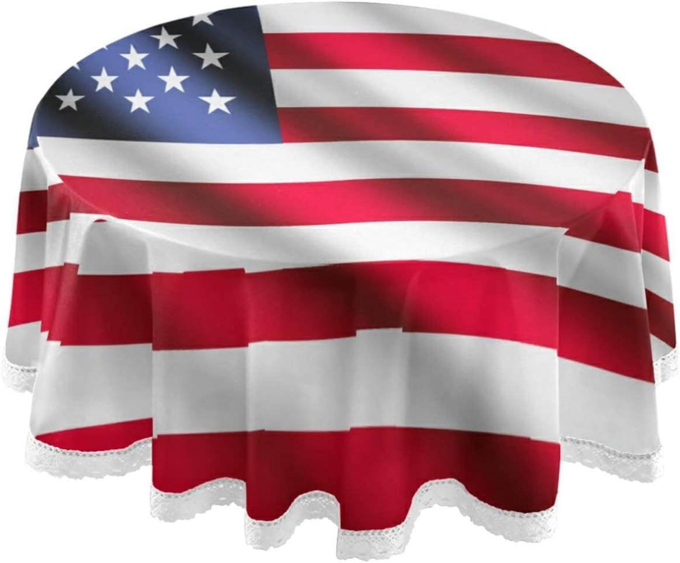 Coolnut 60" American Flag Round Tablecloth, Round Table Cloth Water ...