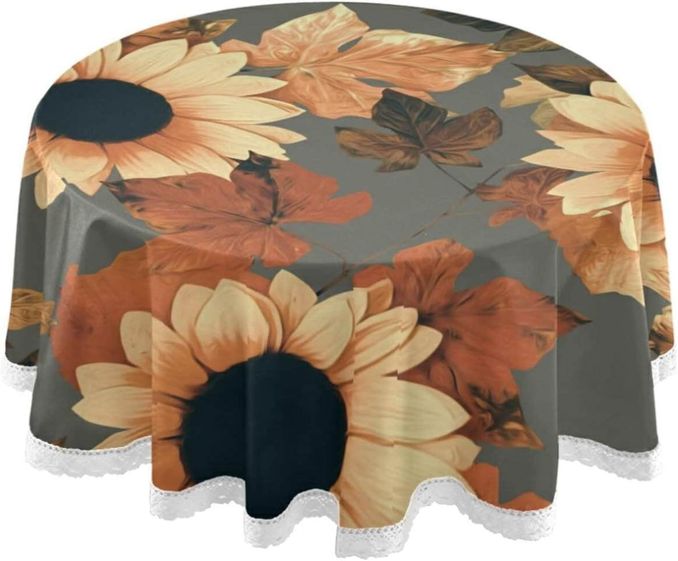 Coolnut 60" Beautiful Sunflower Round Tablecloth, Table Cover Water ...