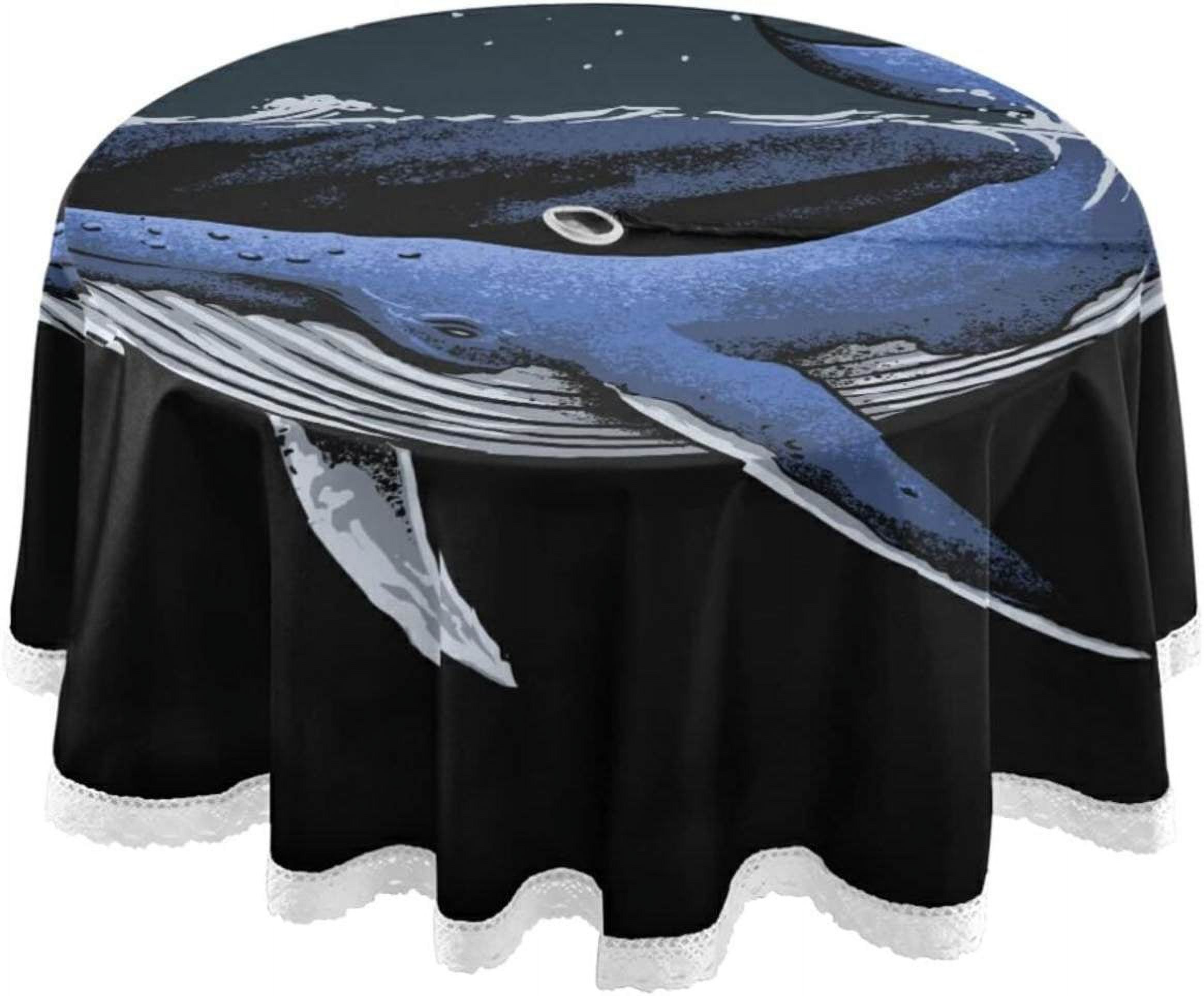 Coolnut 60" Blue Whale Ocean Round Tablecloth 60In,Waterproof Round ...