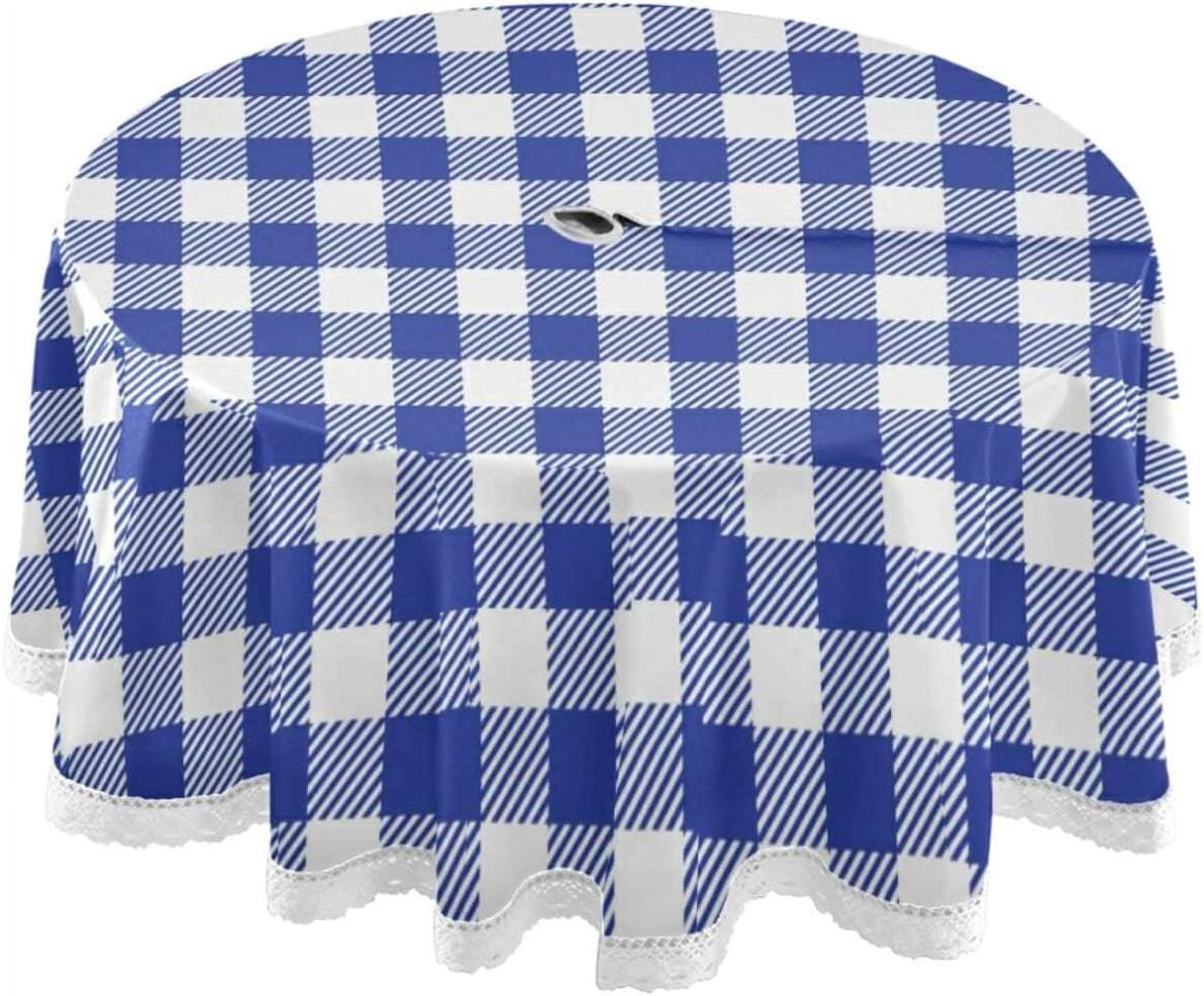 Coolnut 60" Blue and White Italian Style Texture Round Tablecloth 60In ...