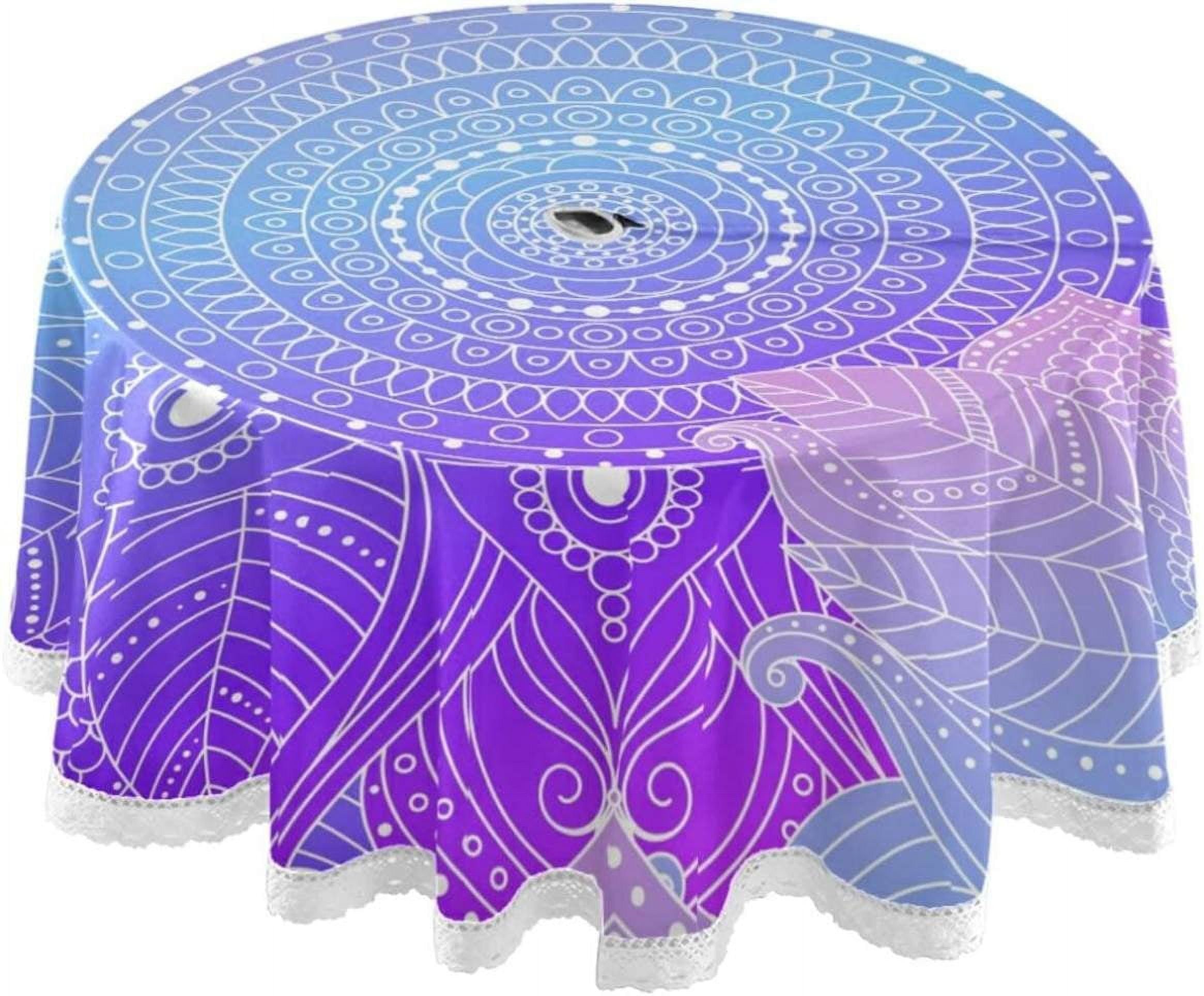 Coolnut 60" Boho Arabesque Pattern Round Tablecloth 60In,Waterproof ...