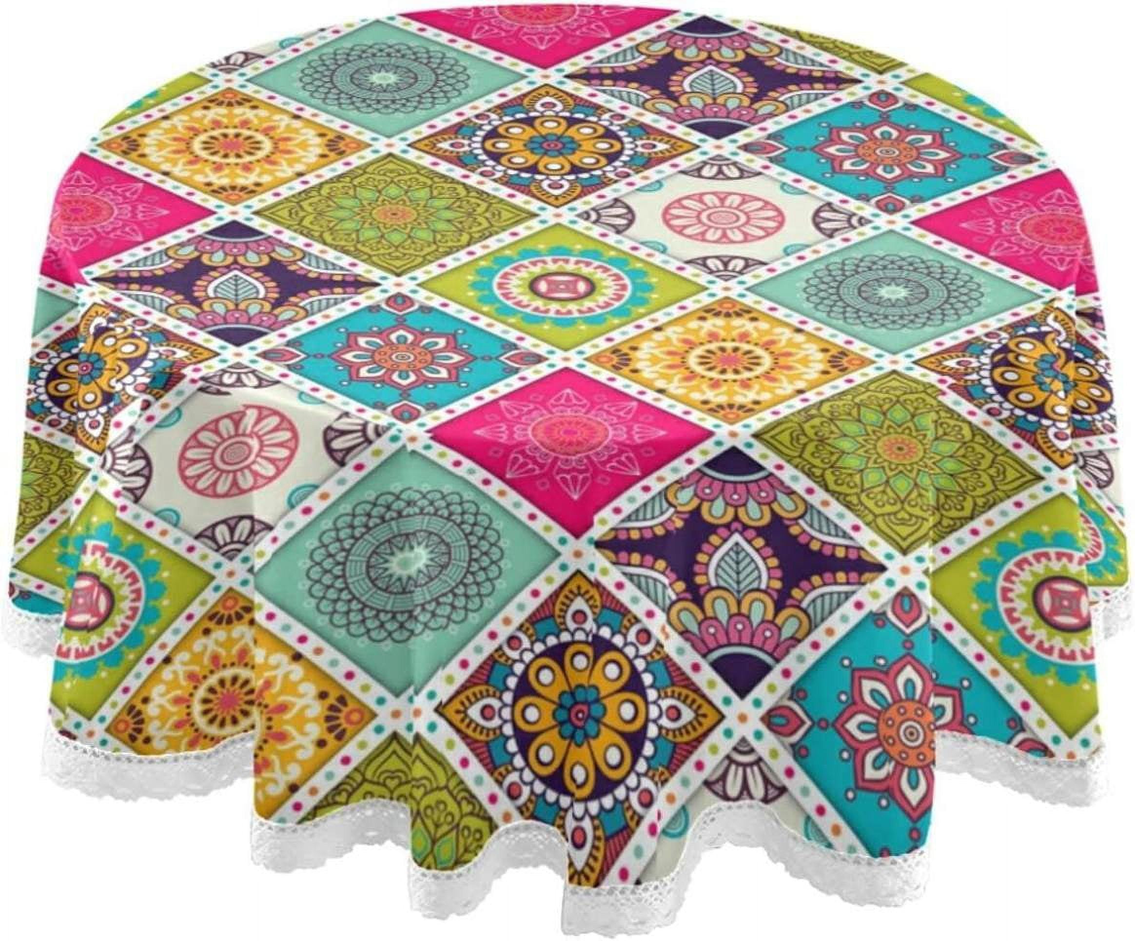 Coolnut 60" Boho Mandala Native Vintage Round Tablecloth, Table Cover ...