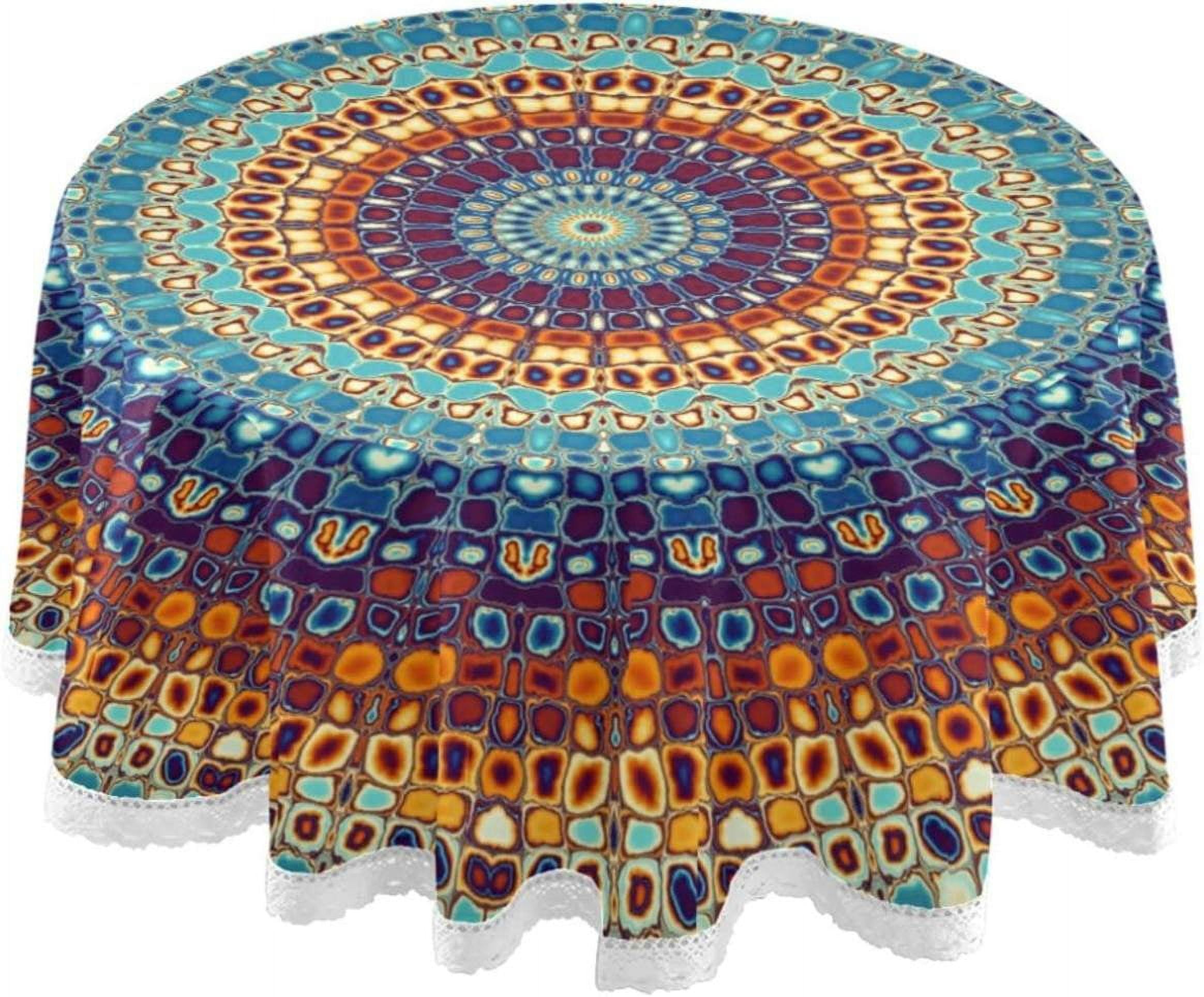 Coolnut 60" Boho Mandala Round Tablecloth, Table Cover Water Resistant ...