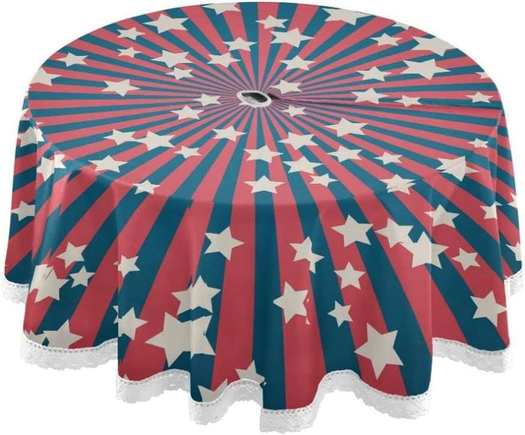 Coolnut 60" Fireworks 4th of July Outdoor Round Tablecloth, Waterproof ...