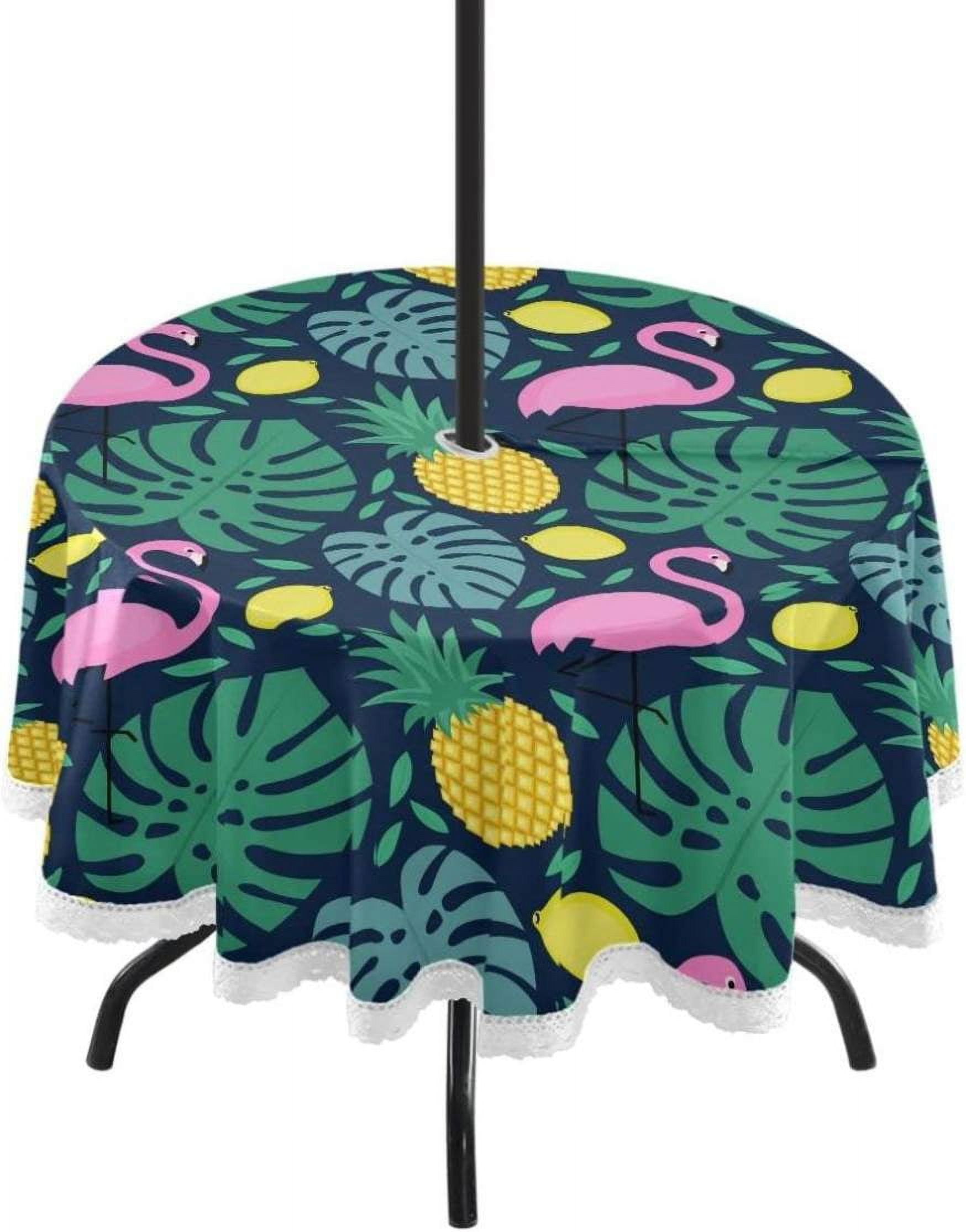 Coolnut 60" Flamingo Outdoor Tablecloth with Umbrella Hole and Zipper ...