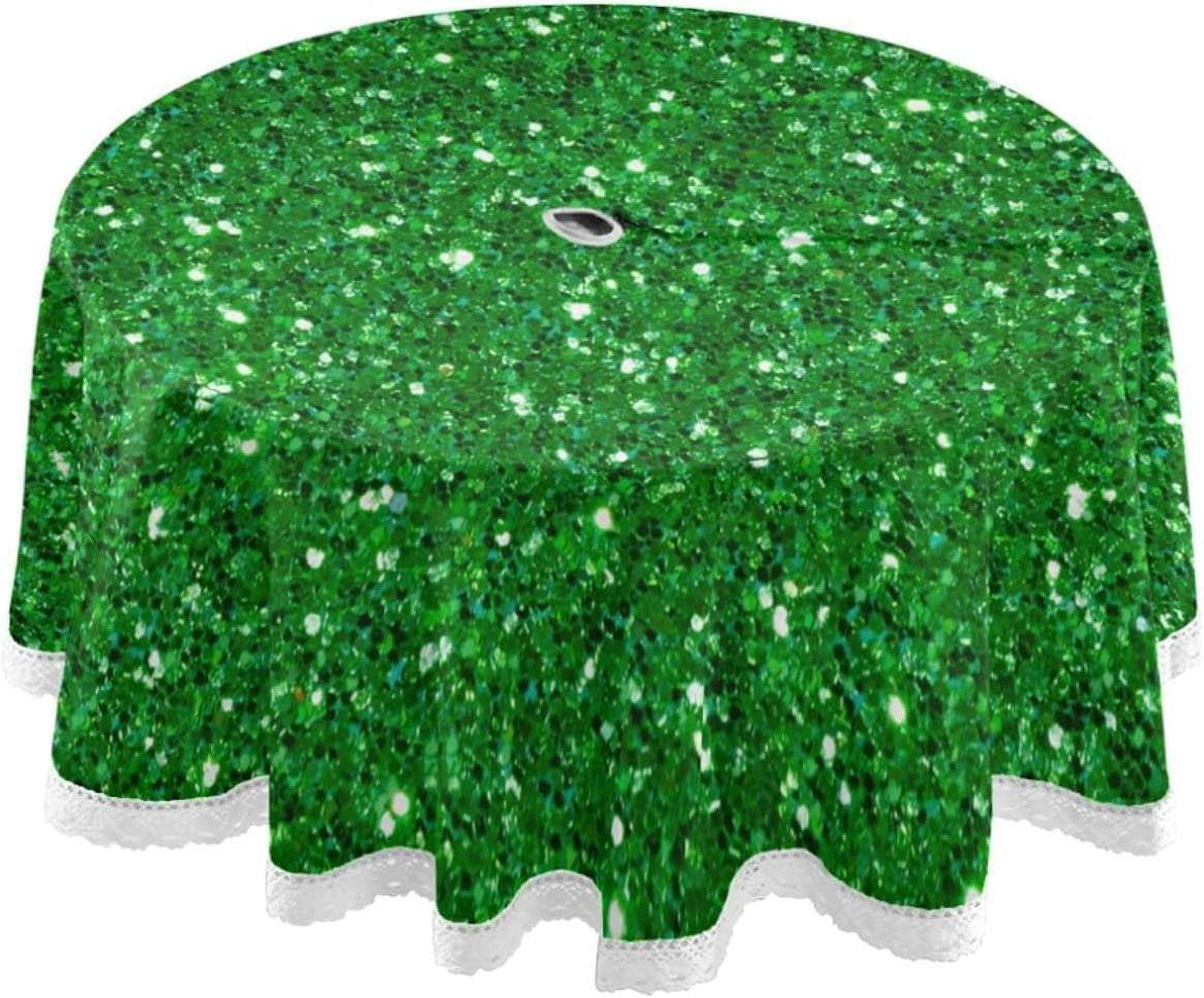 Coolnut 60" Green Glitter Texture Round Tablecloth 60In,Waterproof ...
