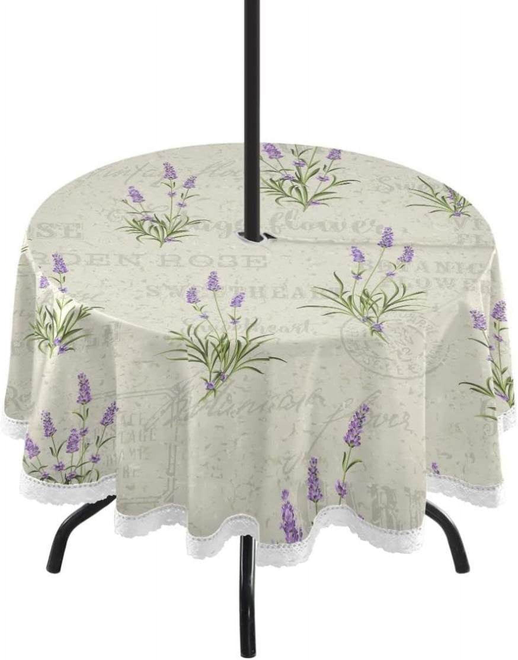 Coolnut 60" Lavender Outdoor Tablecloth with Umbrella Hole and Zipper ...