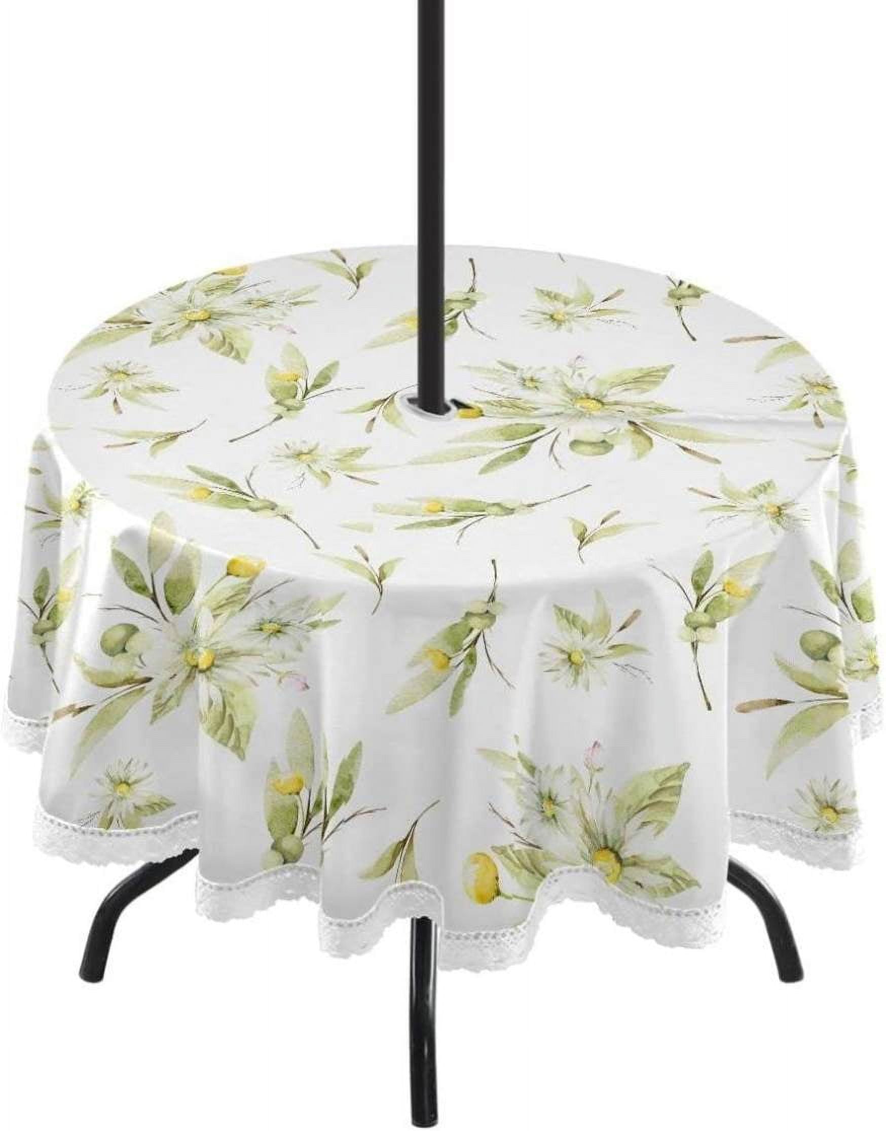 Coolnut 60" Leaf Outdoor Tablecloth with Umbrella Hole and Zipper ...
