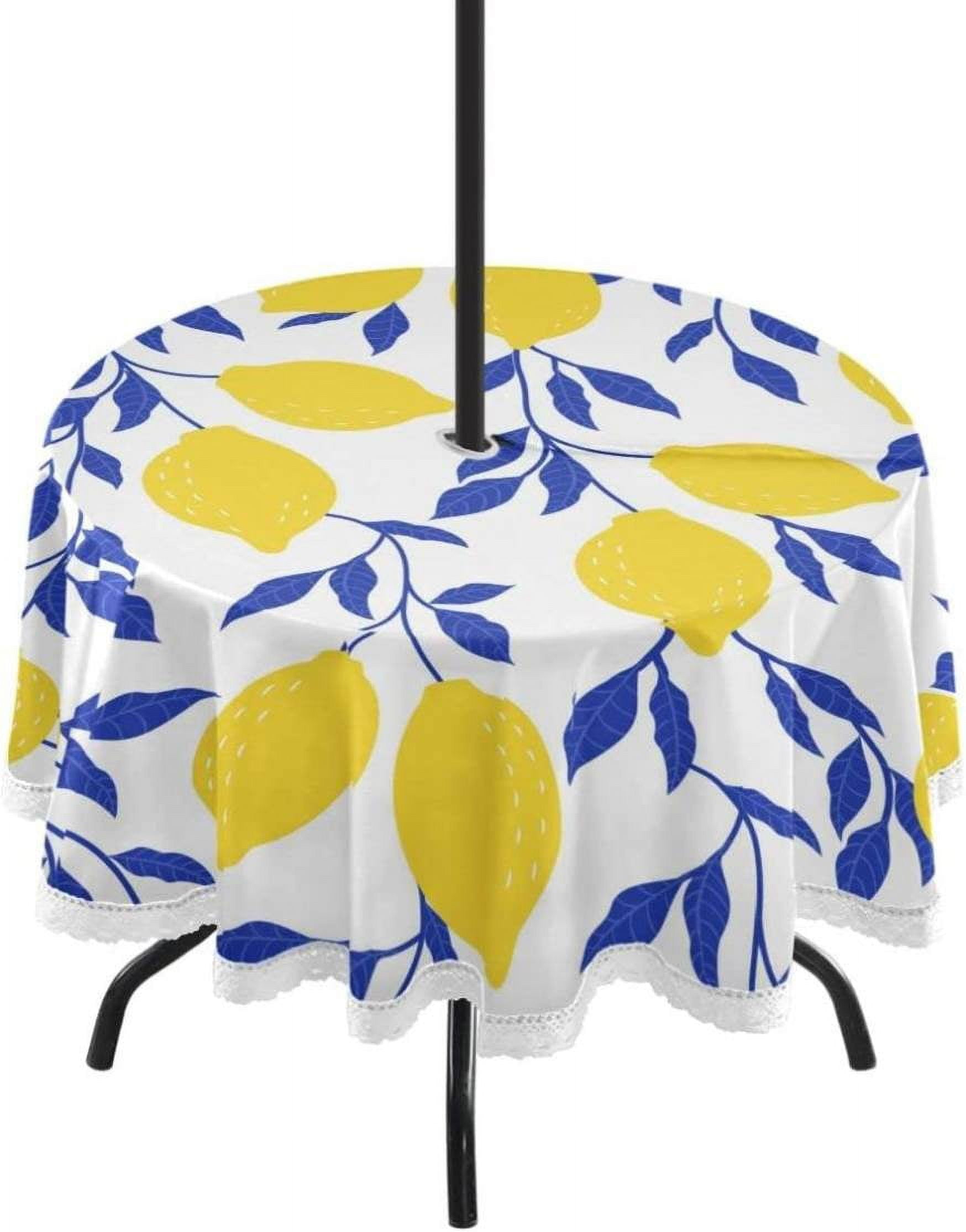 Coolnut 60" Lemon Outdoor Tablecloth with Umbrella Hole and Zipper ...