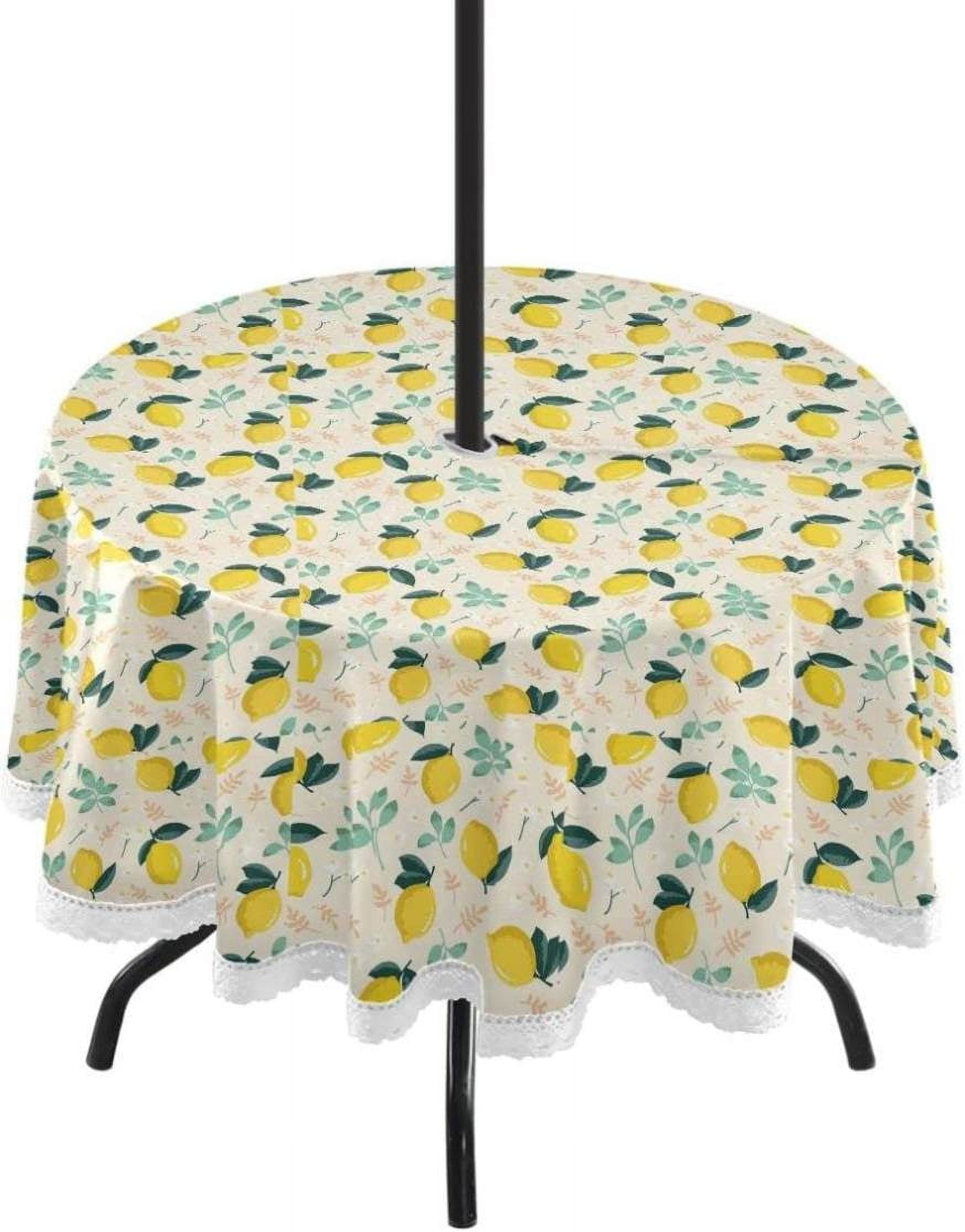 Coolnut 60" Lemon Outdoor Tablecloth with Umbrella Hole and Zipper ...