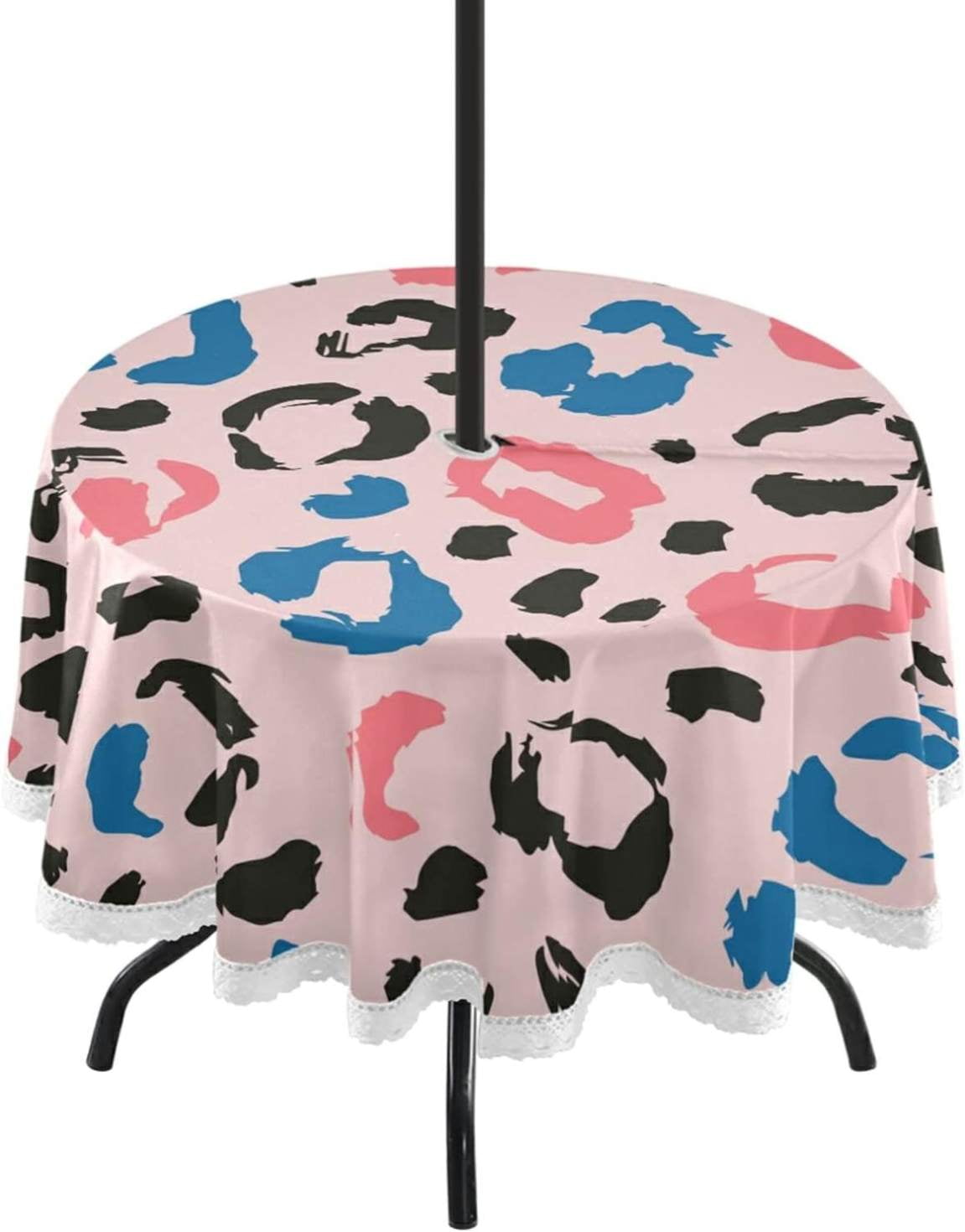 Coolnut 60" Leopard Round Tablecloth, Waterproof Outdoor Tablecloth ...