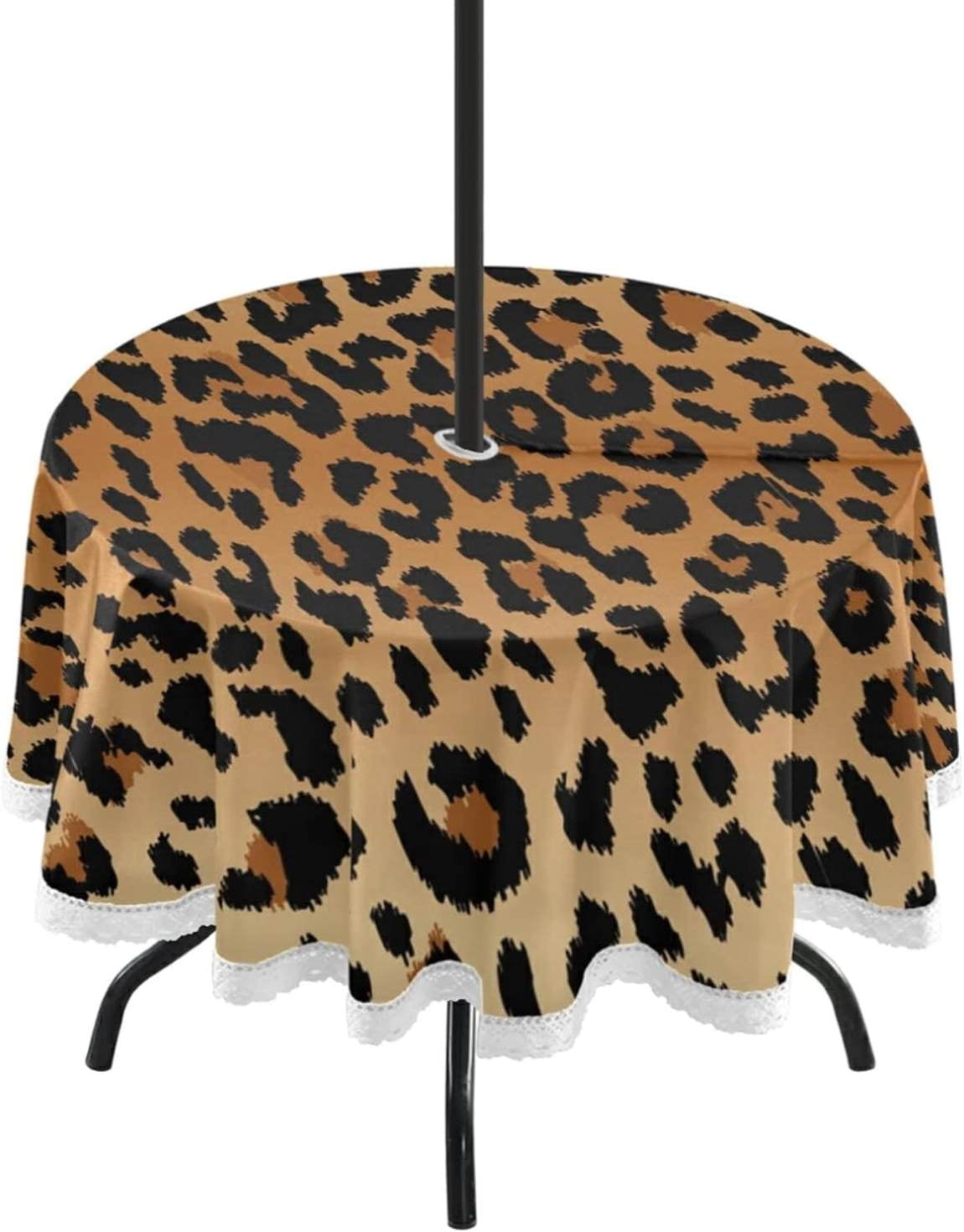 Coolnut 60" Leopard Round Tablecloth, Waterproof Outdoor Tablecloth ...