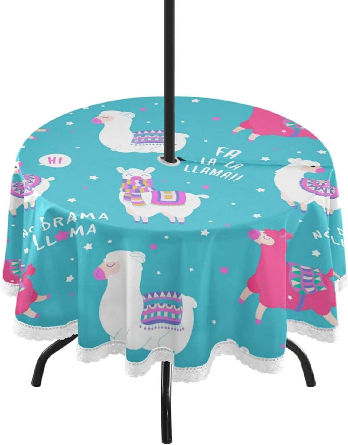 Coolnut 60" Llama Round Tablecloth, Waterproof Spillproof Polyester ...