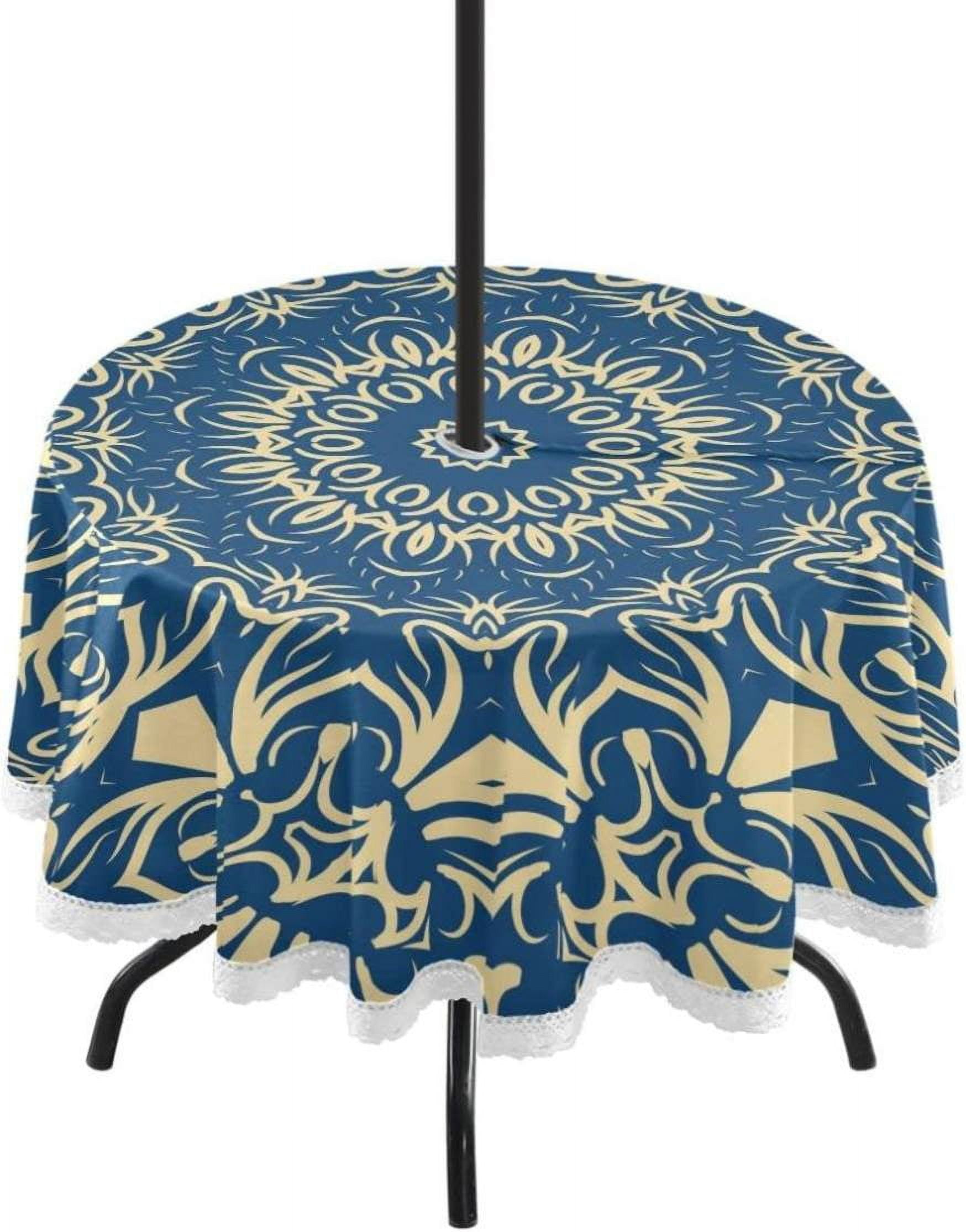 Coolnut 60" Mandala Outdoor Tablecloth with Umbrella Hole and Zipper ...