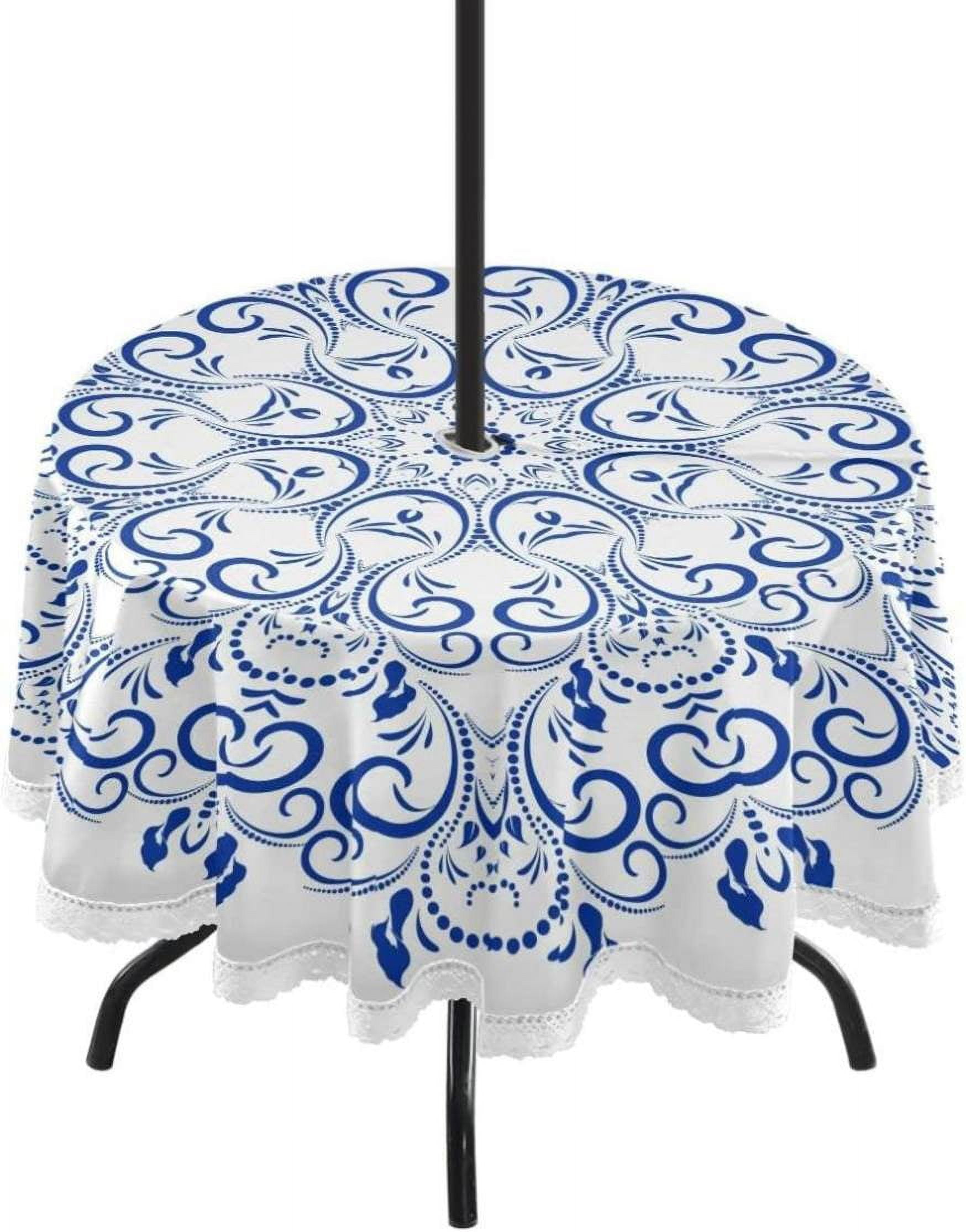 Coolnut 60" Mandala Outdoor Tablecloth with Umbrella Hole and Zipper ...