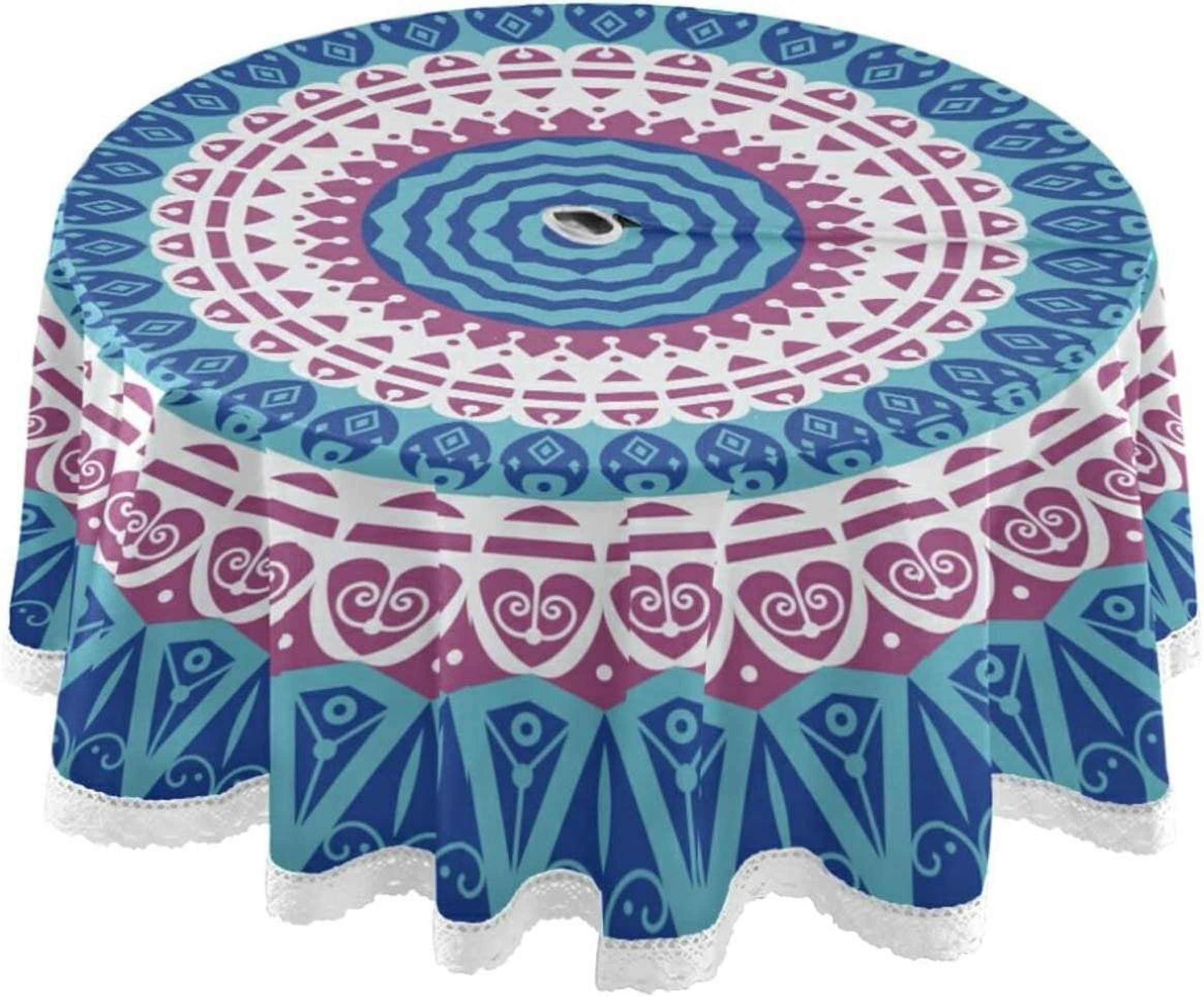 Coolnut 60" Mandala Round Tablecloth 60In,Waterproof Round Table Cloths ...