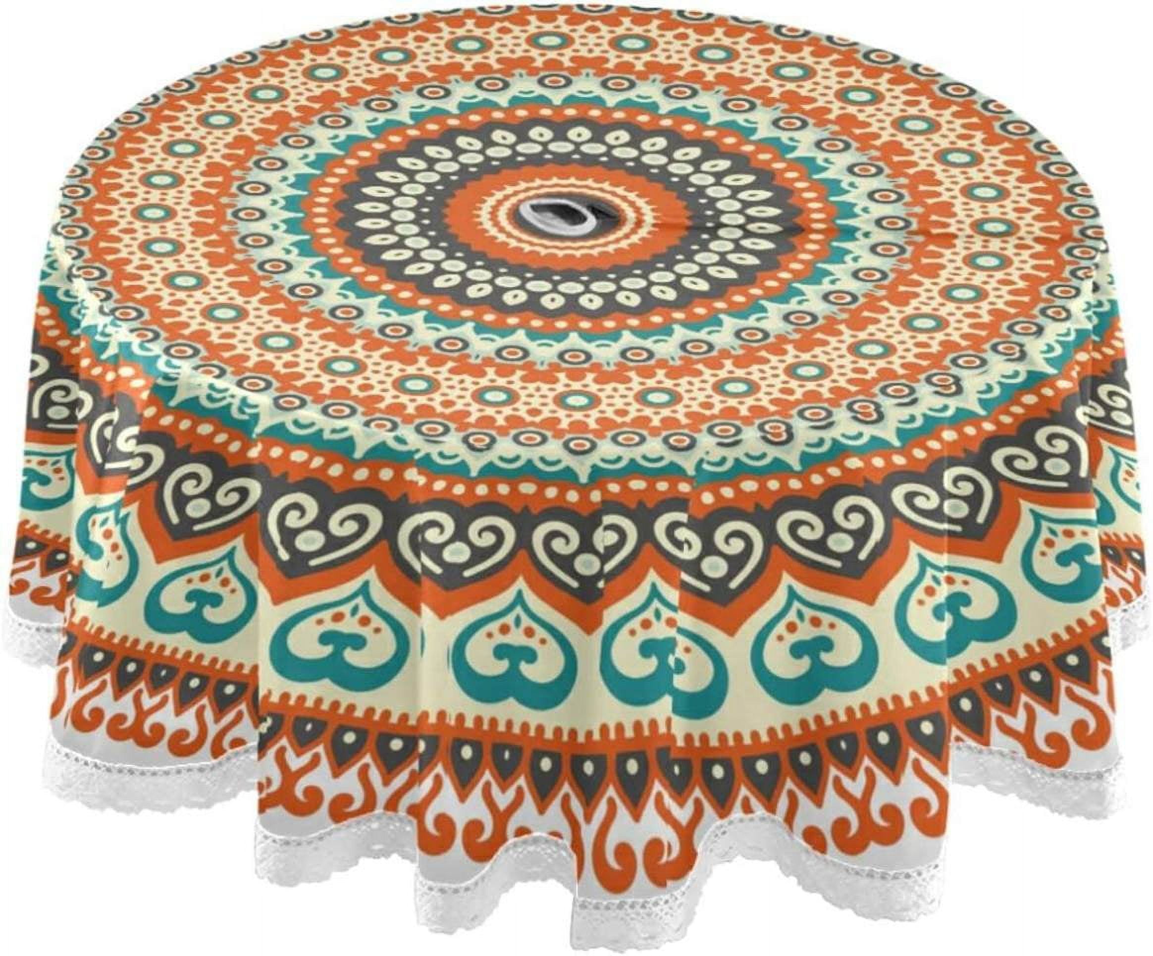 Coolnut 60" Mandala Round Tablecloth 60In,Waterproof Round Table Cloths ...