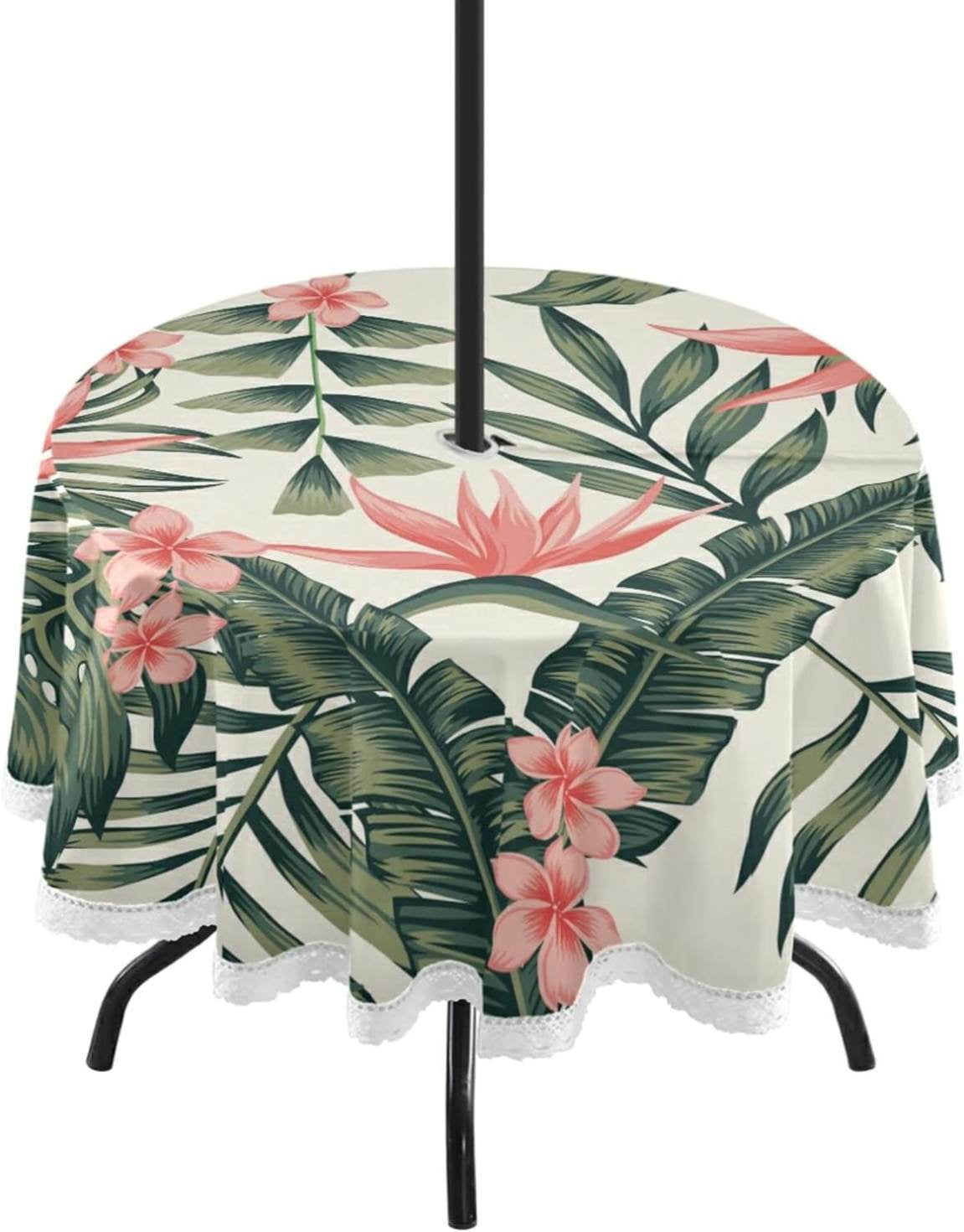 Coolnut 60" Palm Leaf Round Tablecloth, Waterproof Outdoor Tablecloth ...