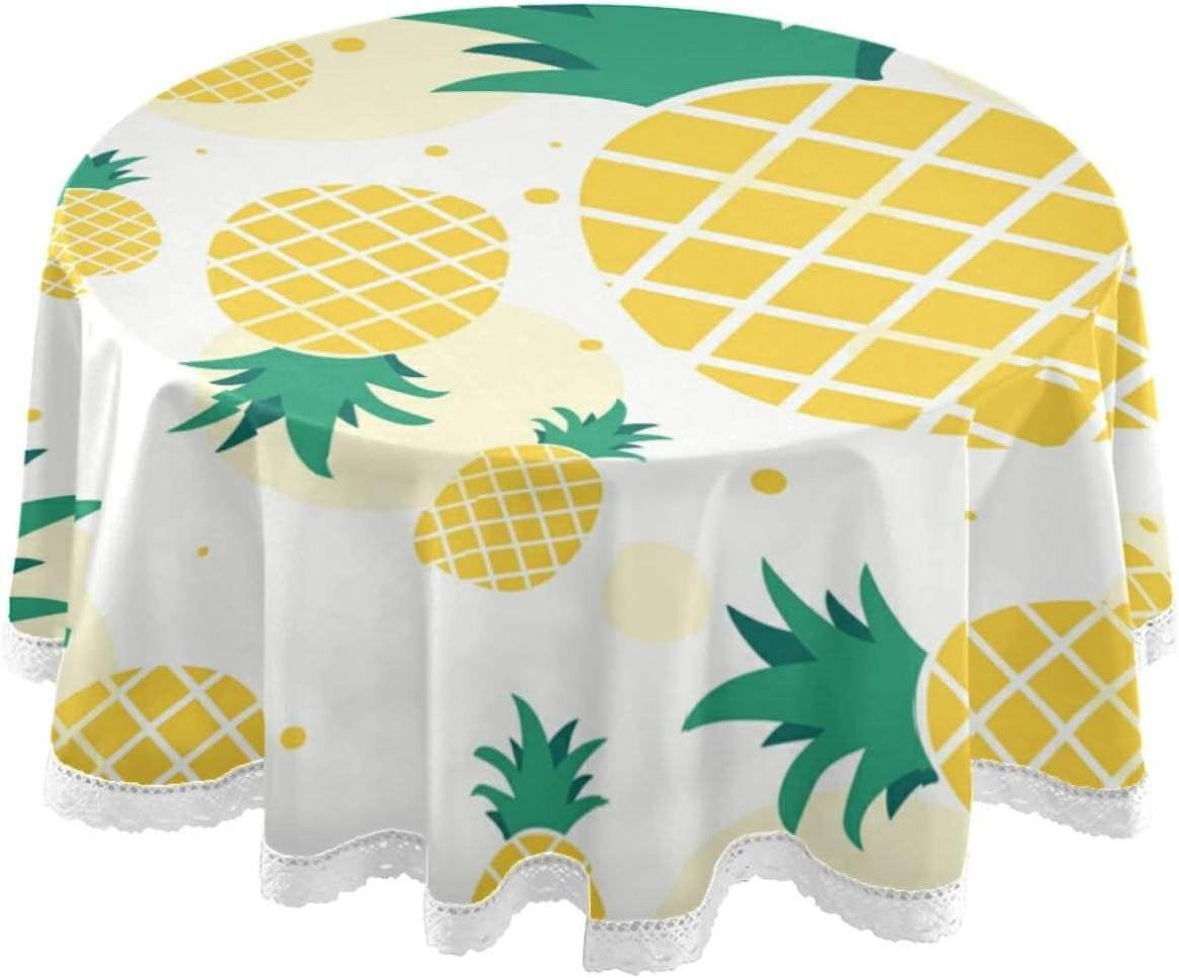 Coolnut 60" Pineapple Simple Tropical Yellow Round Tablecloth, Table ...
