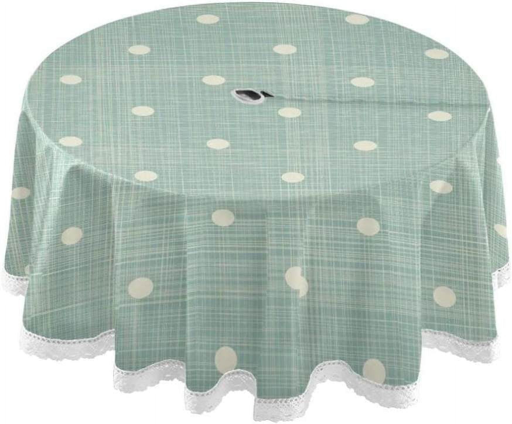 Coolnut 60" Retro Polka Dot Outdoor Round Tablecloth, Waterproof Stain ...
