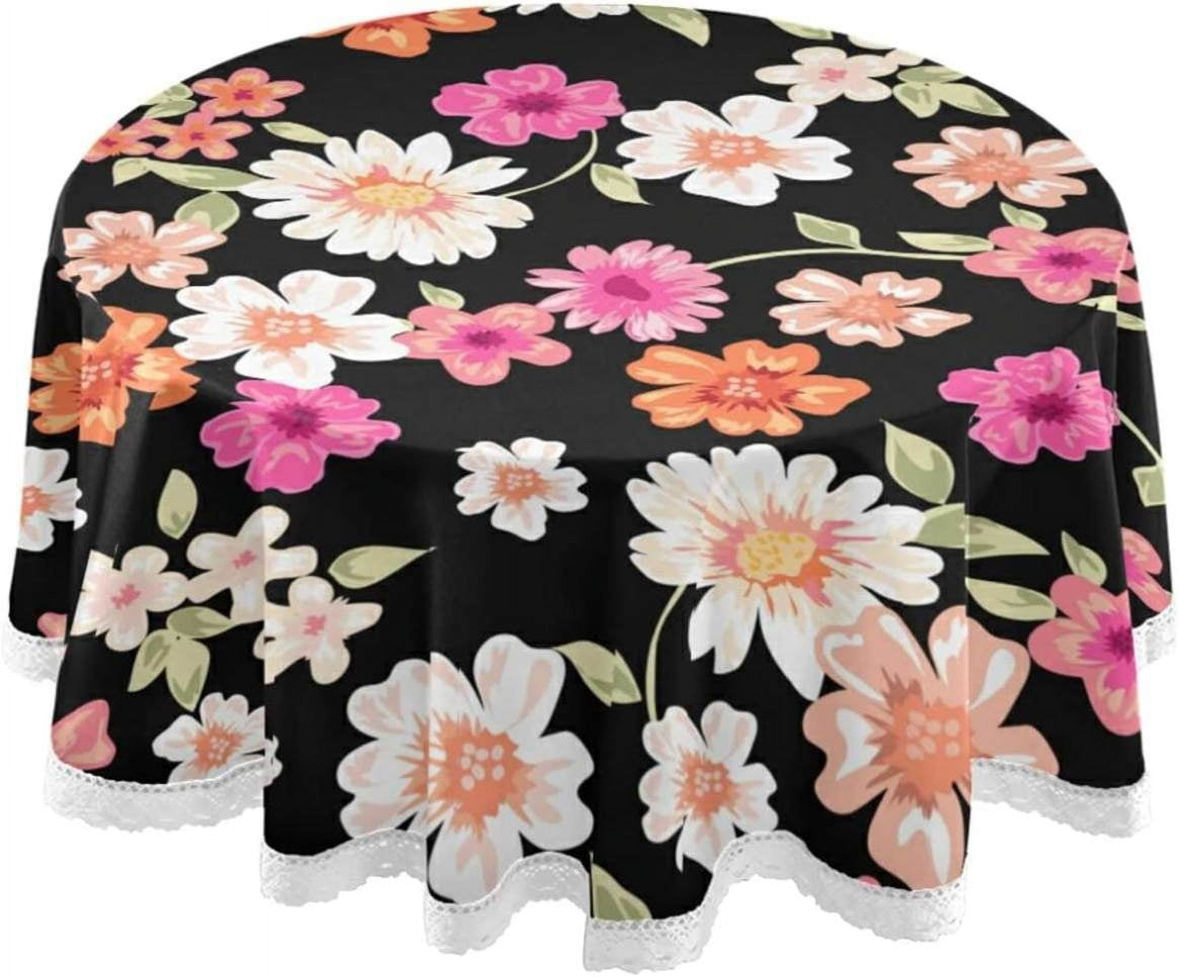 Coolnut 60" Vintage Flower Round Tablecloth, Table Cover Water ...