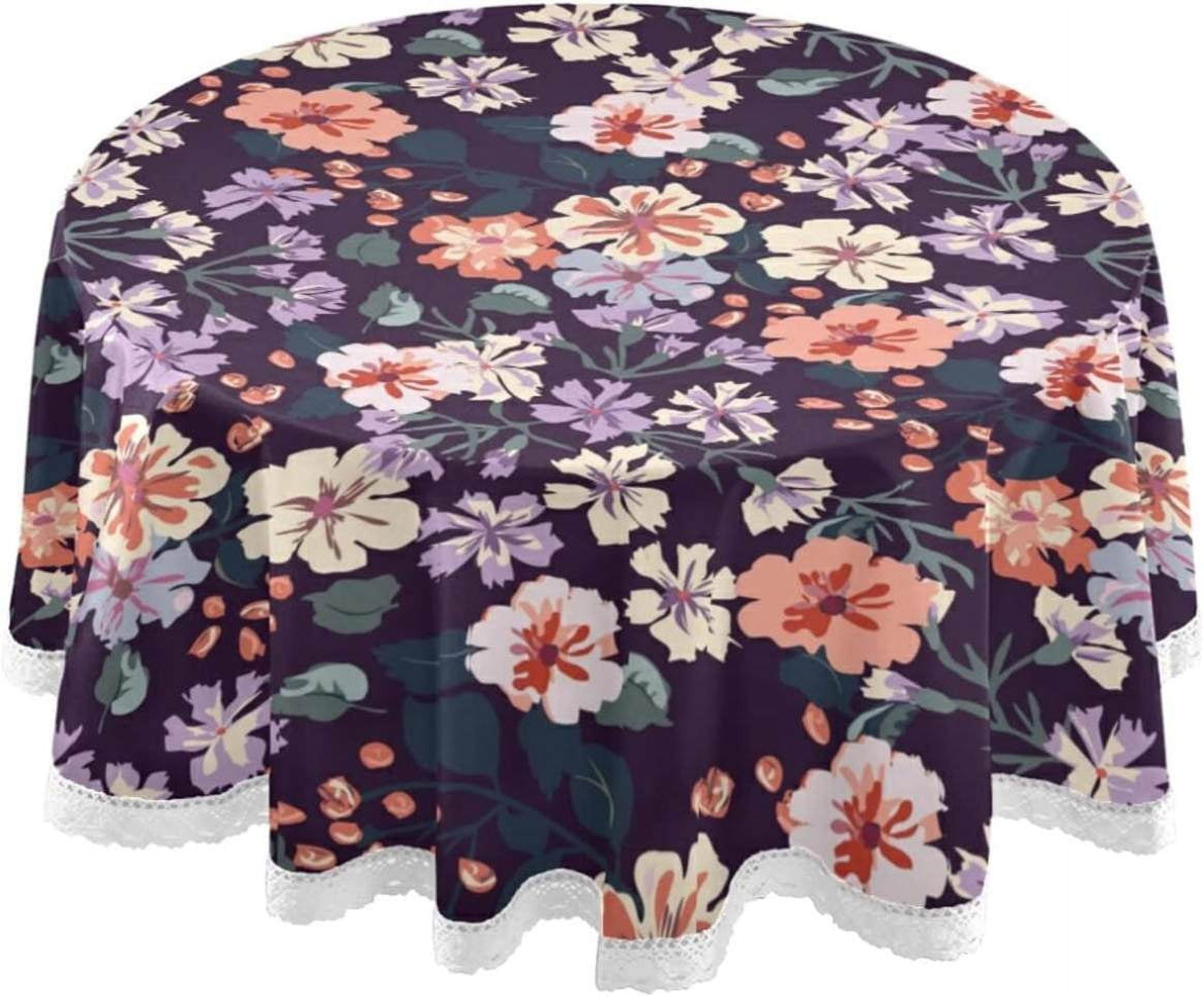 Coolnut 60" Vintage Flower Round Tablecloth, Table Cover Water ...