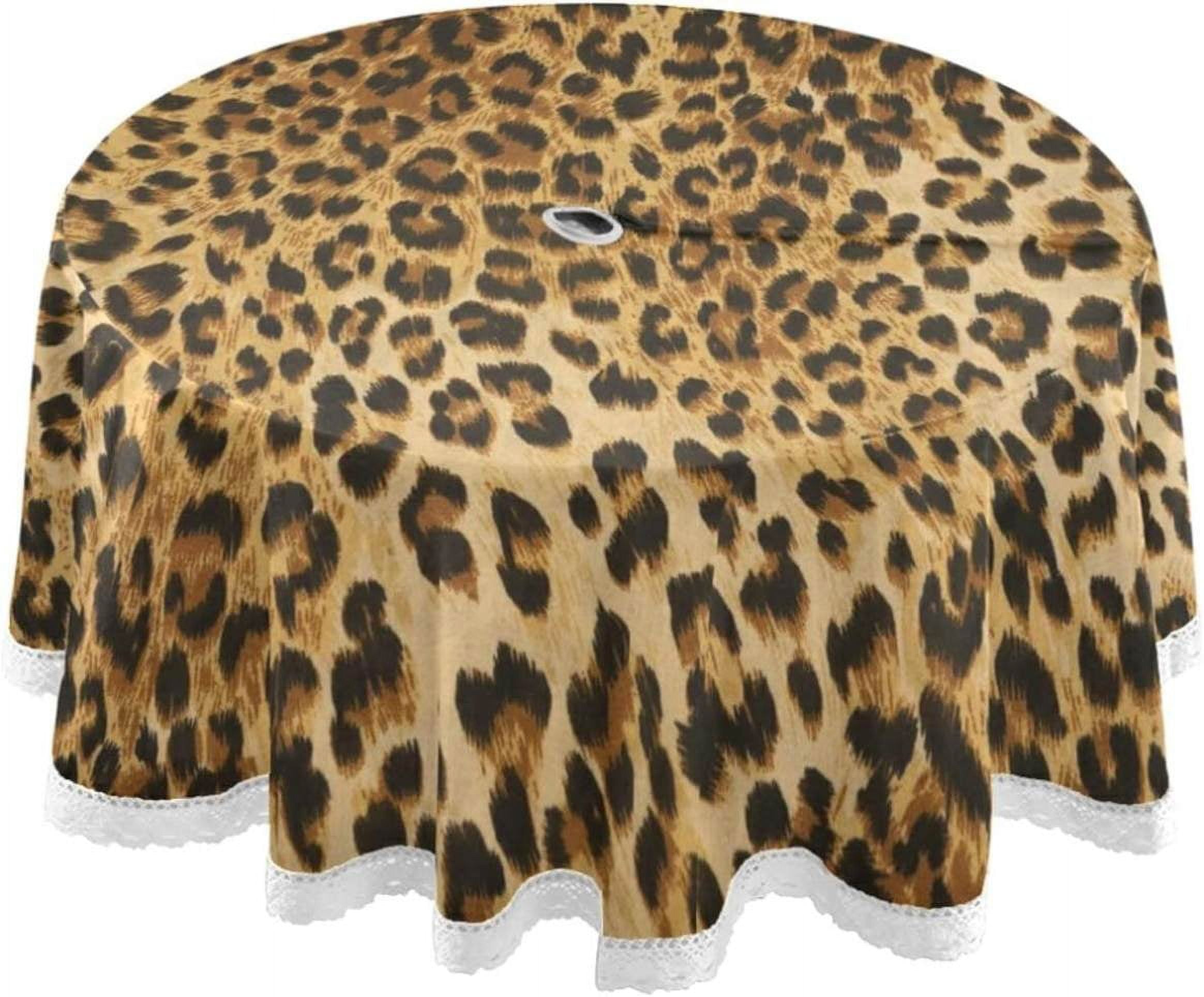 Coolnut 60" Wild Animal Texture Round Tablecloth 60In,Waterproof Round ...
