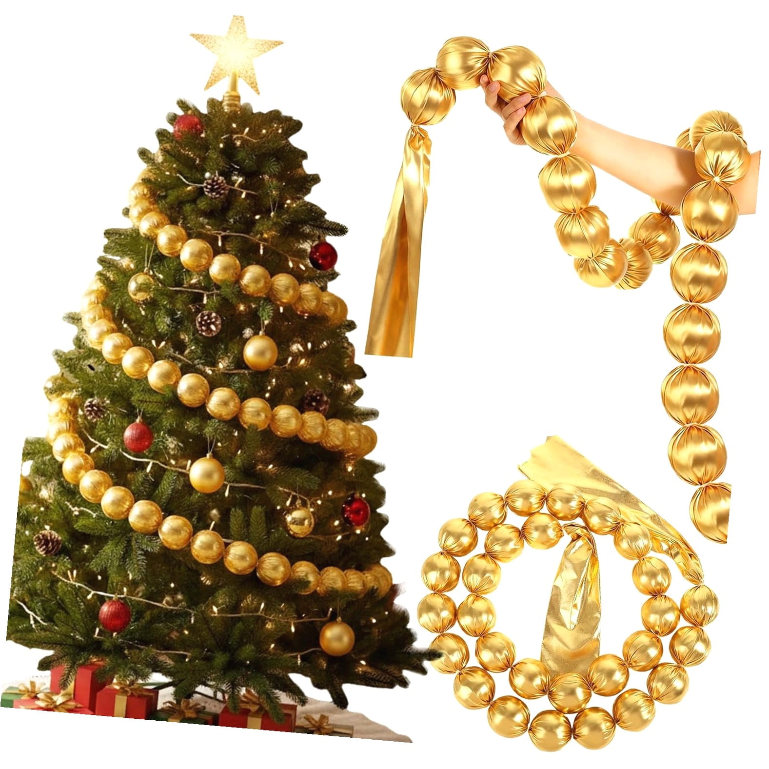 Coolnut 9 ft Extra Large Christmas Velvet Garland 2.8 Inch Beads Xmas ...