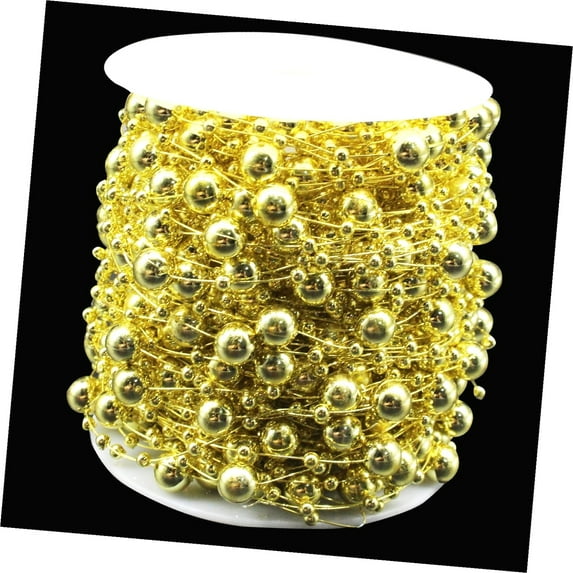 Coolnut 99 Feet Christmas Tree Garland 3-8mm Golden Artificial Pearls ...