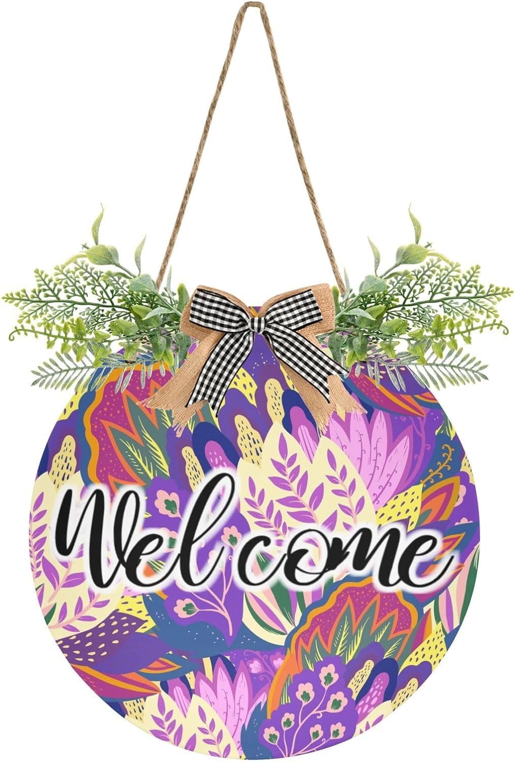 Coolnut Abstract Elements Front Door Round, Hanging Welcome Sign, Front ...