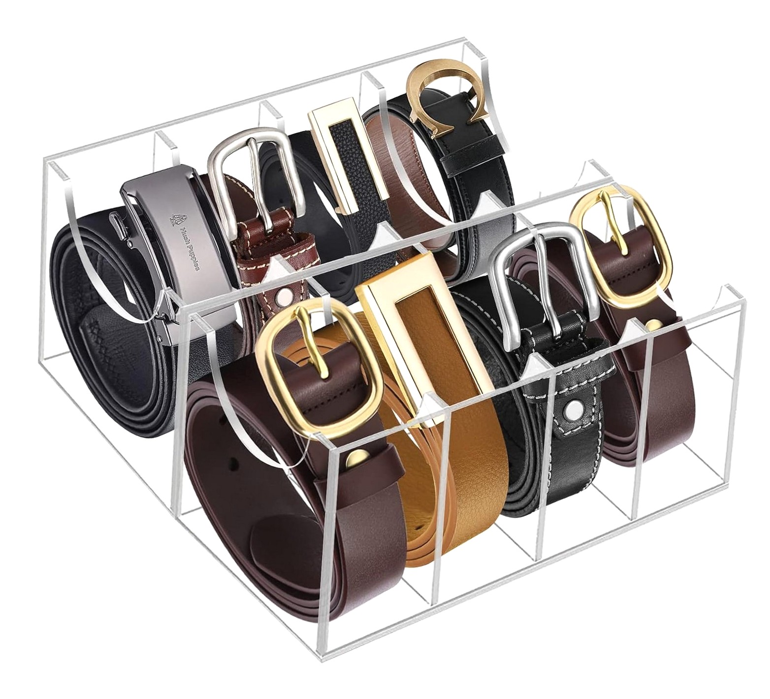 Coolnut Acrylic 8 Compartment Belt Organizer Clear Display Case for ...